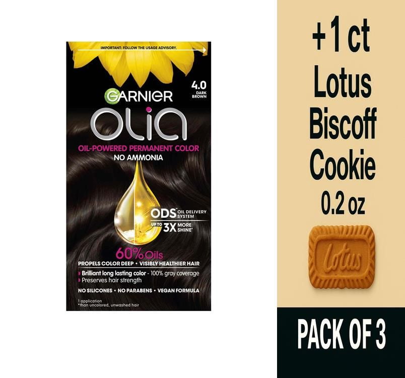 Garnier Olia Oil Powered Ammonia Free Permanent Hair Color 4.0 Dark ...