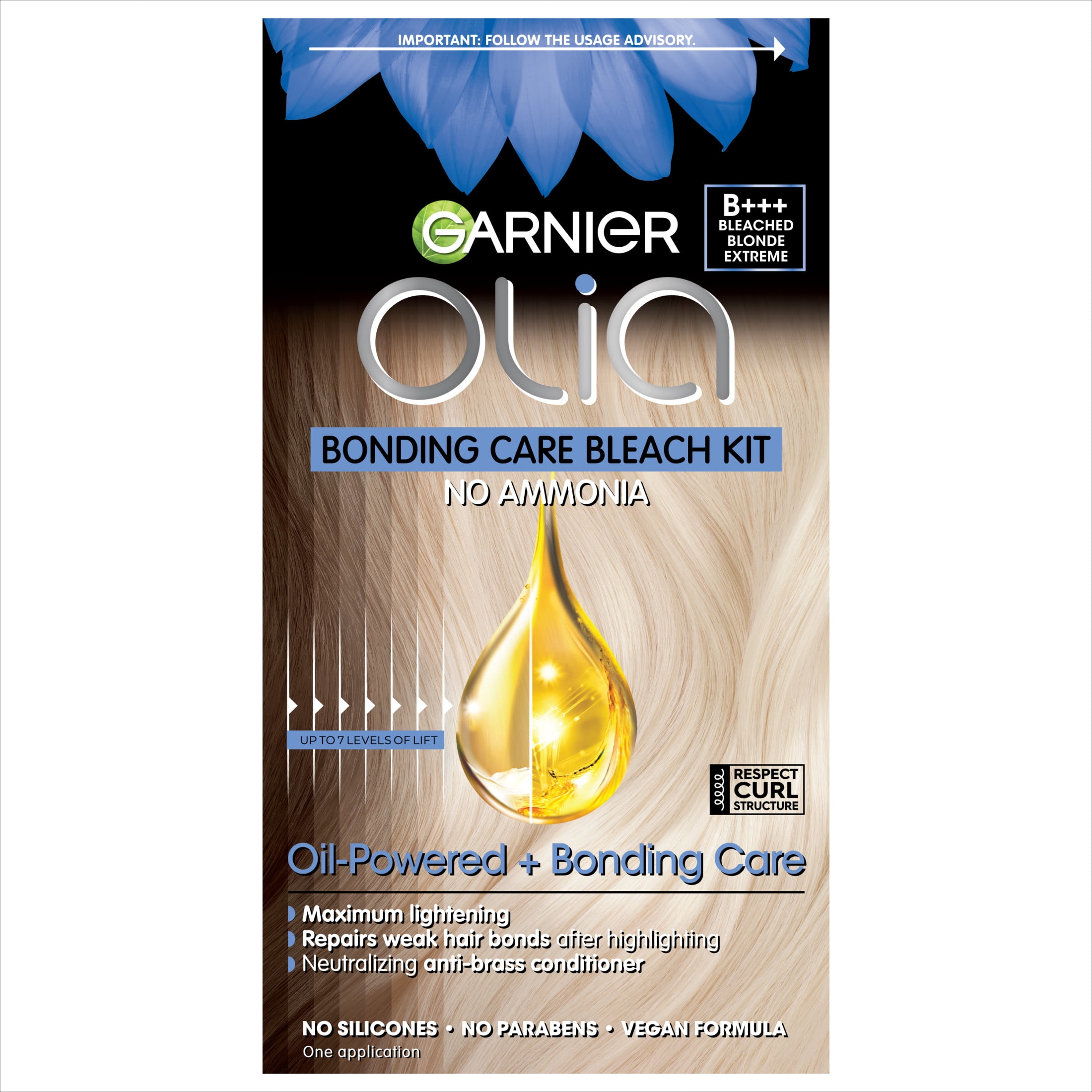 Garnier Olia Oil Powered Hair Bleach Kit, Blonde Extreme, Anti-Brass ...