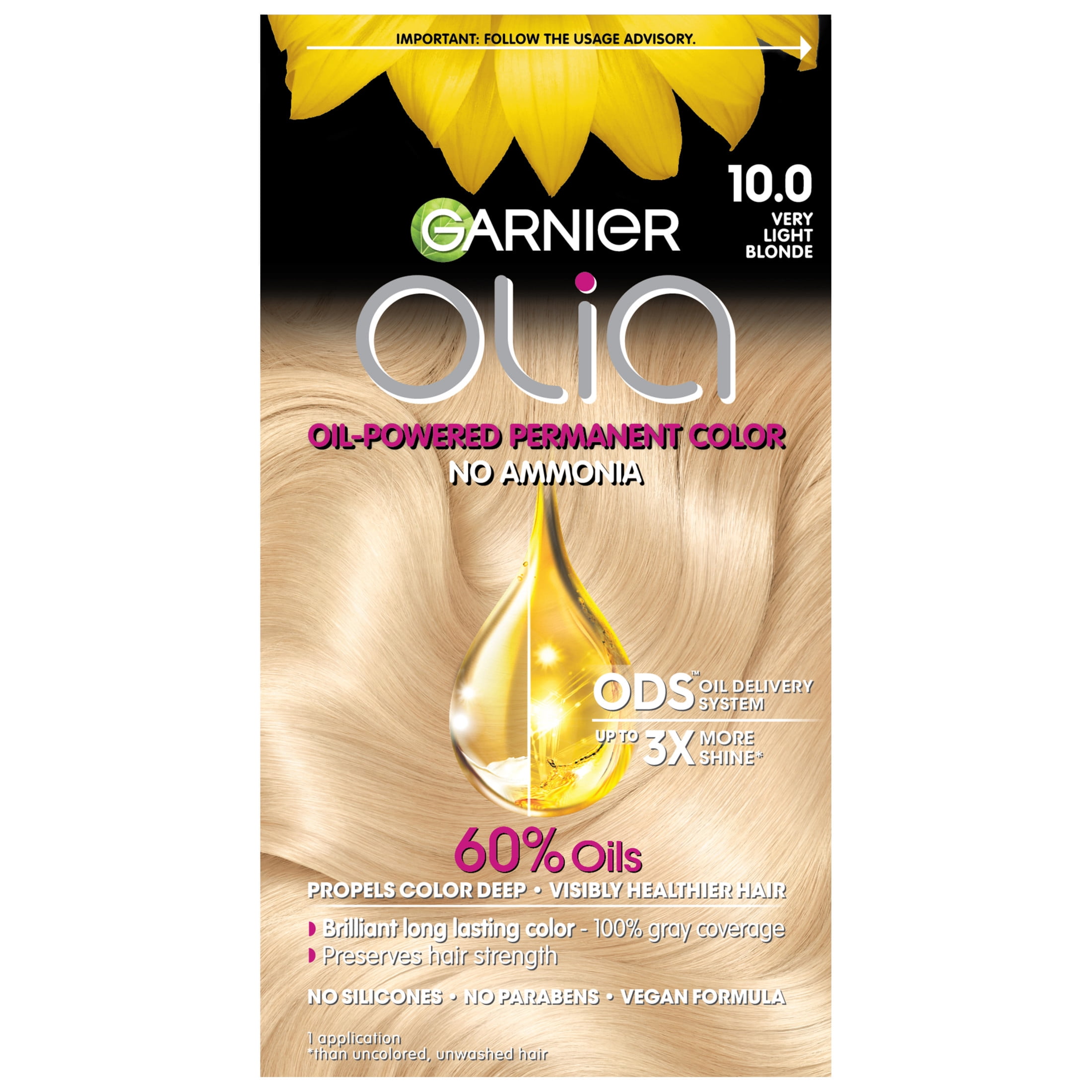 Garnier Olia Ammonia-Free Permanent Hair Color Dye, 10.0 Very Light Blonde - Walmart.com