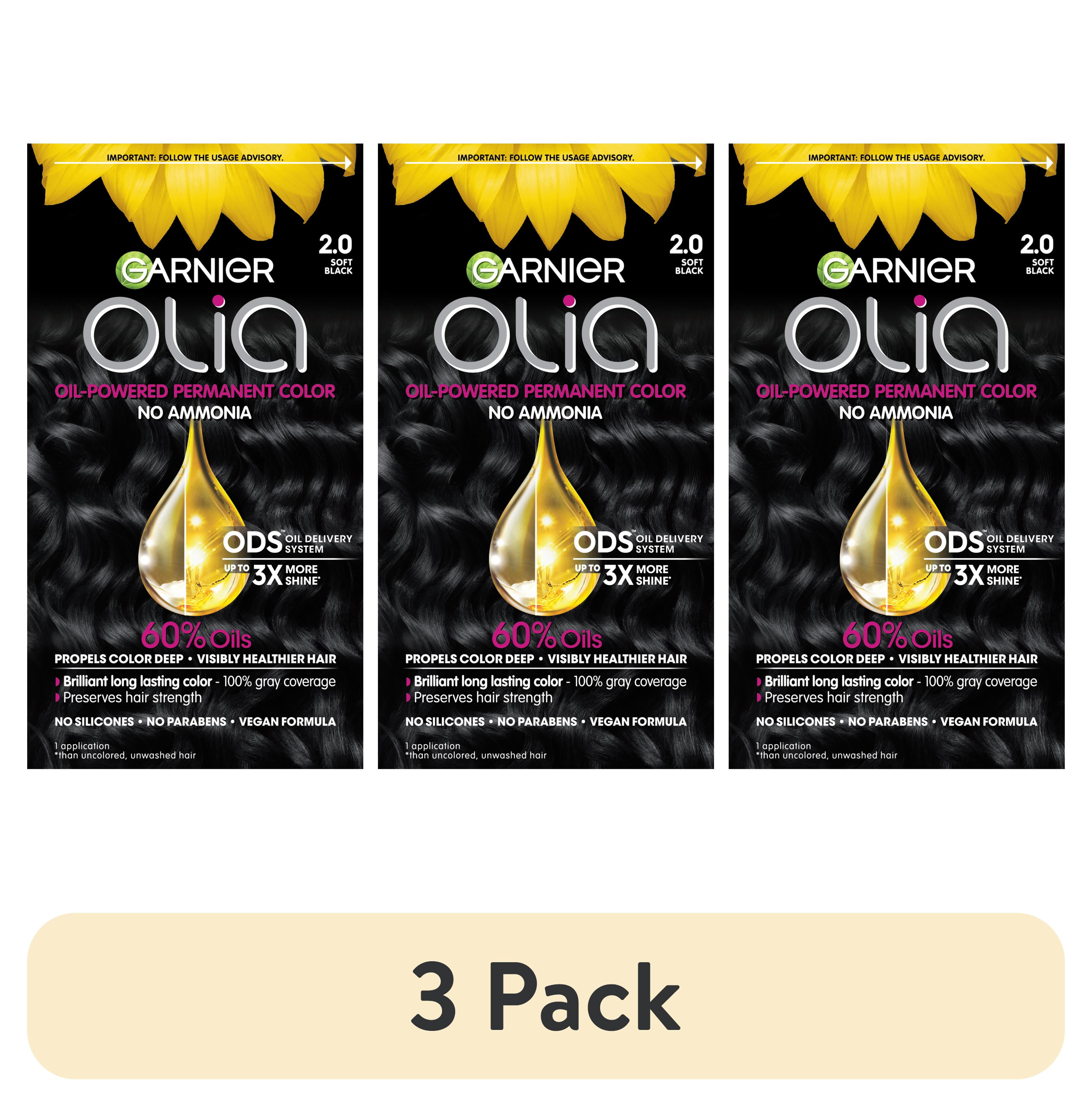 (3 pack) Garnier Olia Oil Powered Permanent Hair Color, 2.0 Soft Black ...