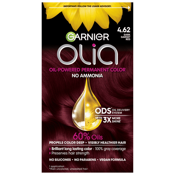 Garnier Olia Oil Powered Permanent Hair Color, 4.62 Dark Garnet Red ...