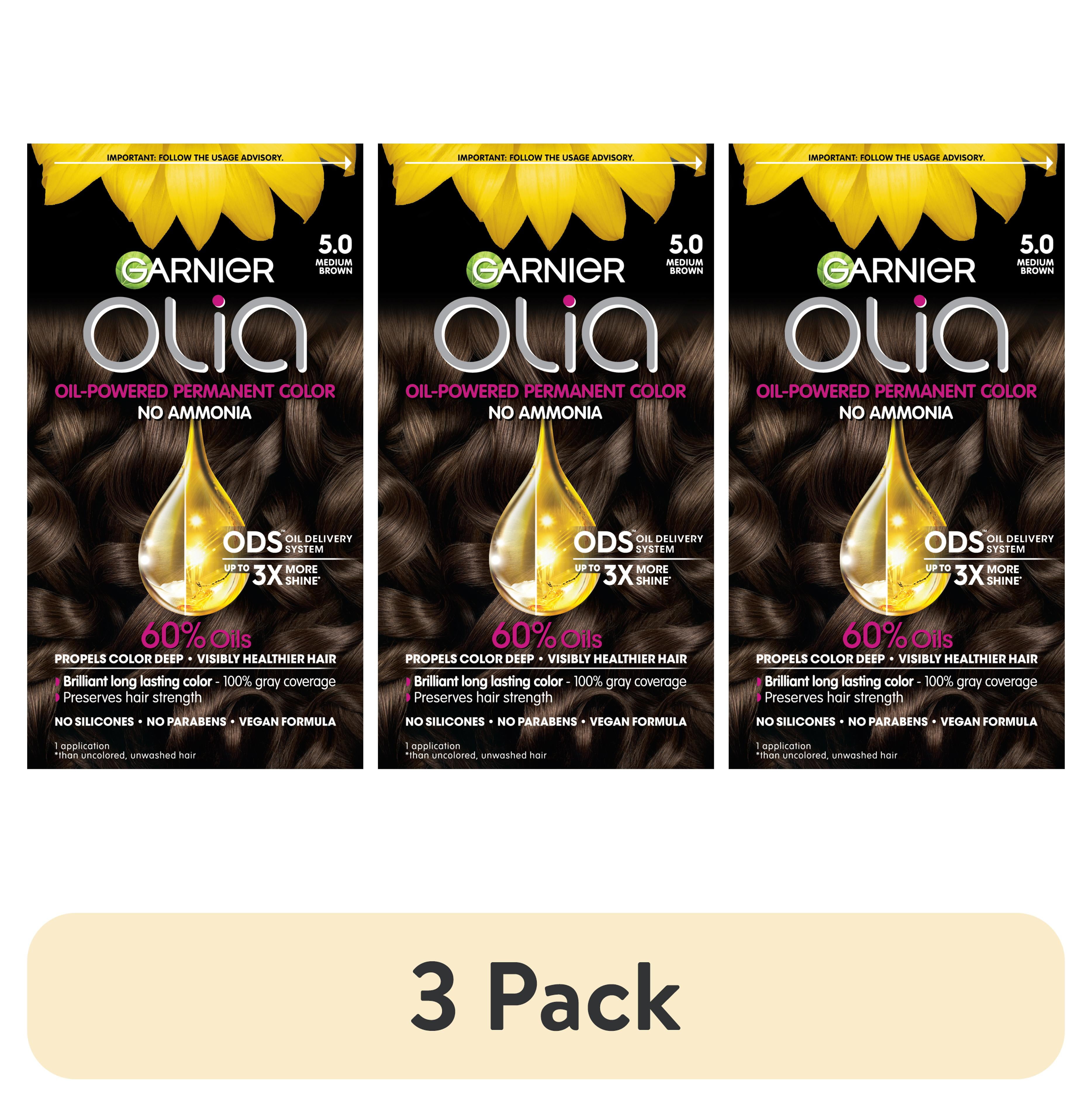 (3 pack) Garnier Olia Oil Powered Permanent Hair Color, 5.0 Medium Brown - Walmart.com
