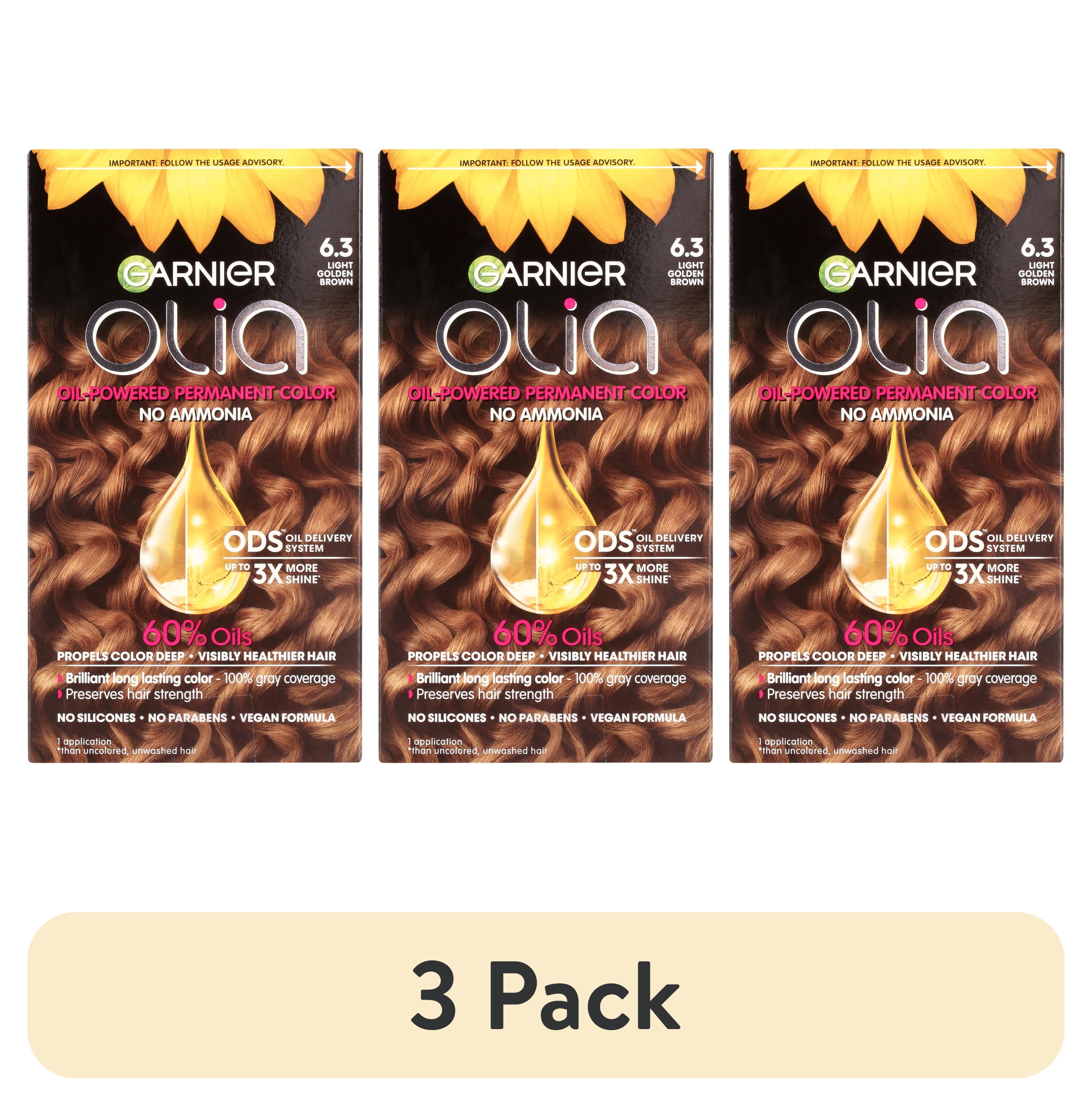 (3 pack) Garnier Olia Oil Powered Permanent Hair Color, 6.3 Light ...