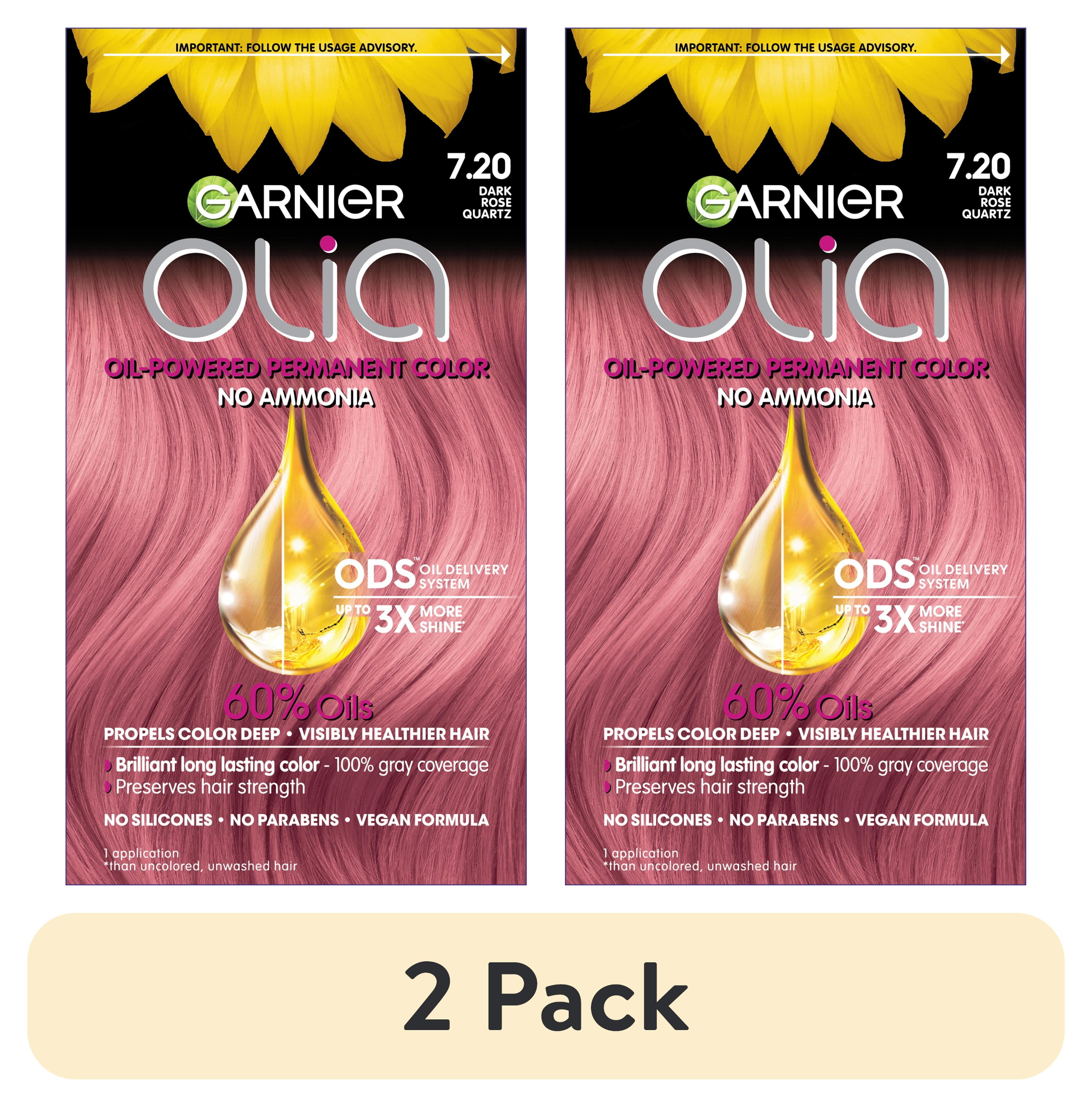 (2 pack) Garnier Olia Oil Powered Permanent Hair Color, 7.20 Dark Rose ...