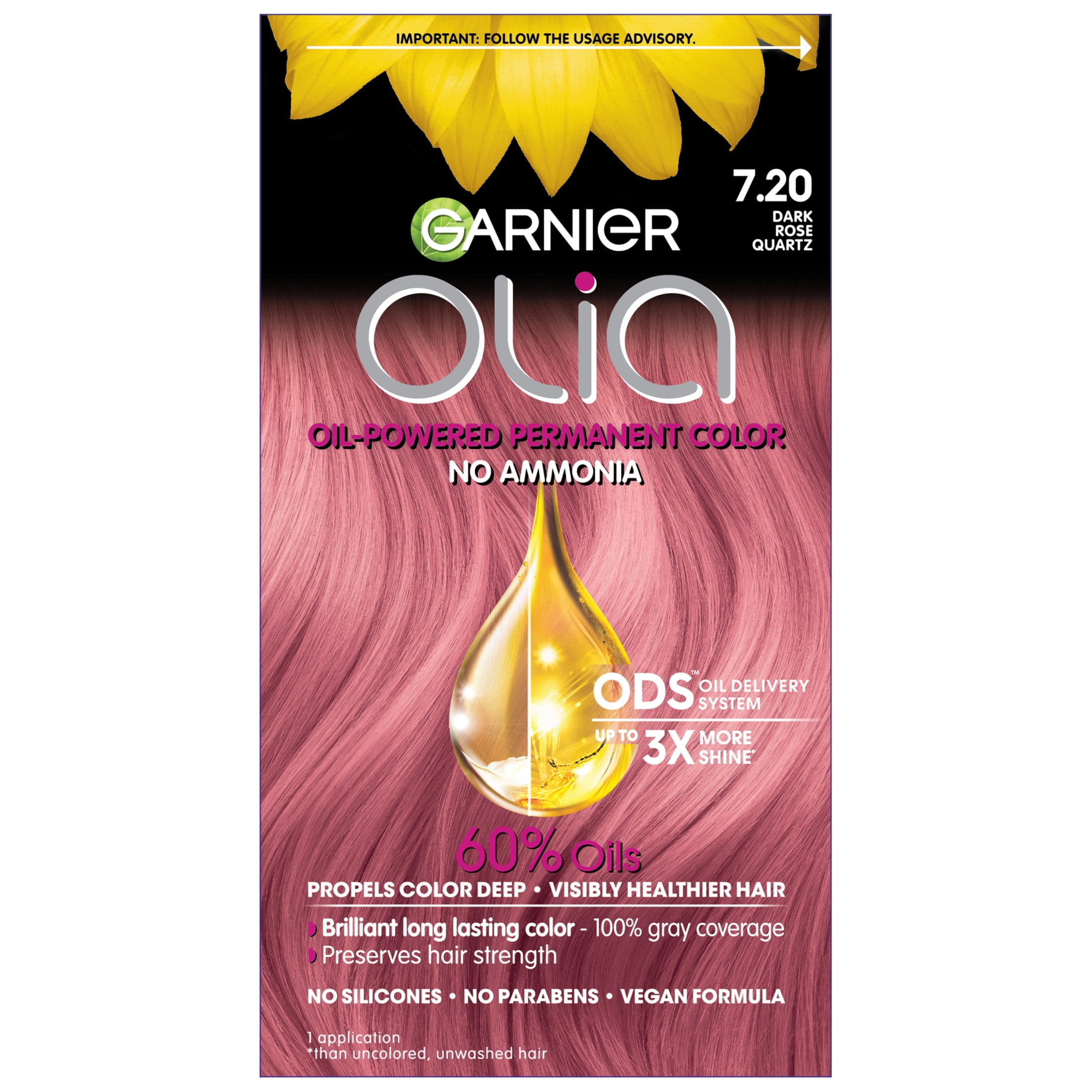 Garnier Olia Oil Powered Adult Permanent Hair Color, 7.20 Dark Rose ...