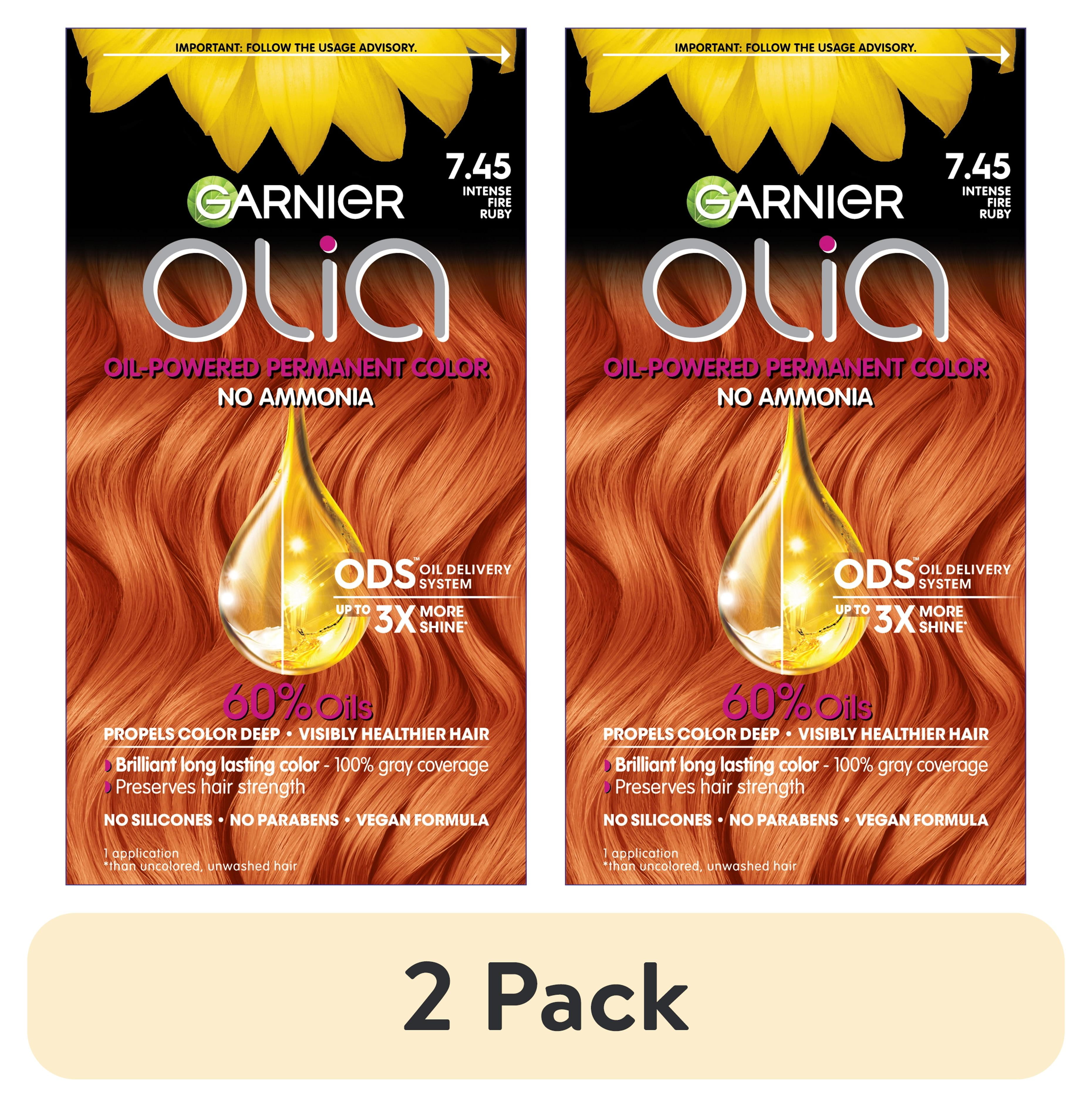 (2 pack) Garnier Olia Oil Powered Permanent Hair Color, 7.45 Intense ...