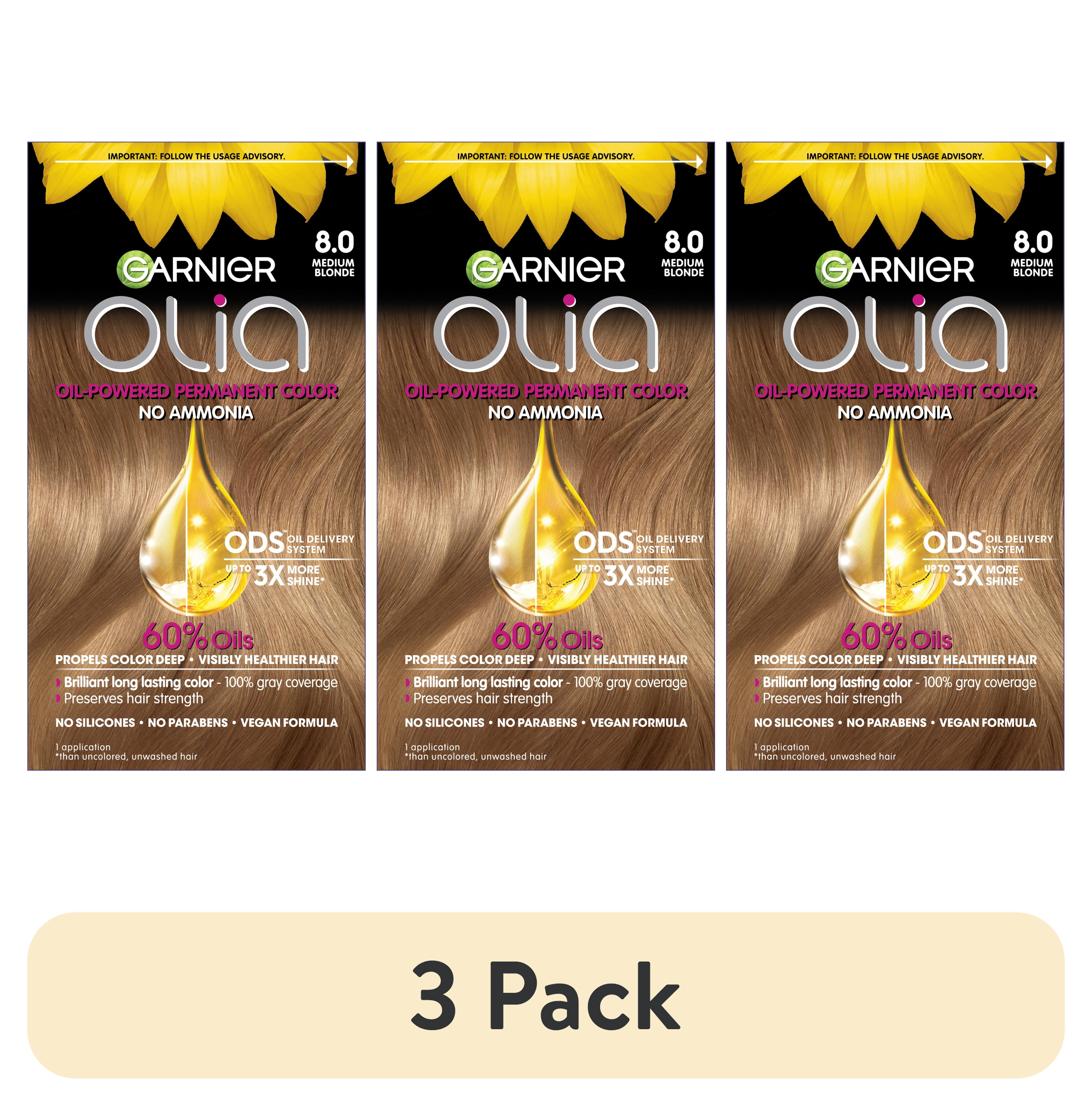 (3 pack) Garnier Olia Oil Powered Permanent Hair Color, 8.0 Medium Blonde - Walmart.com