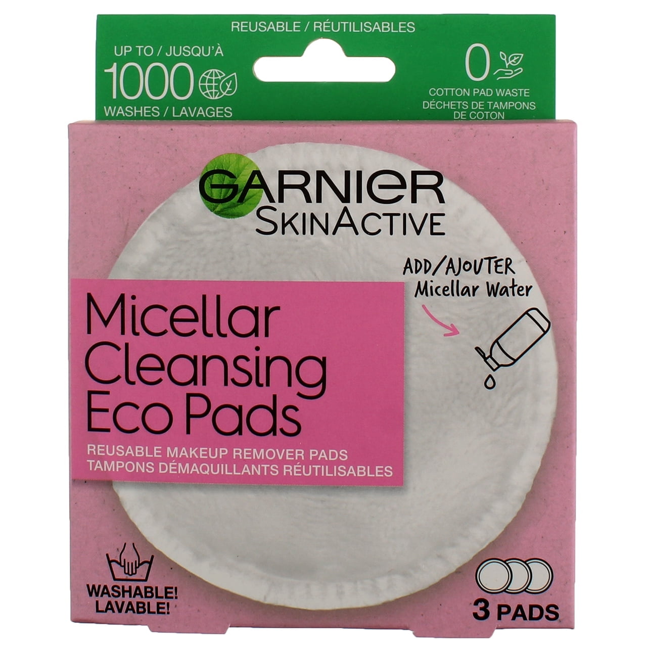 Garnier SkinActive Micellar Cleansing Eco Pads, Reusable, 3 ct. (Pack ...