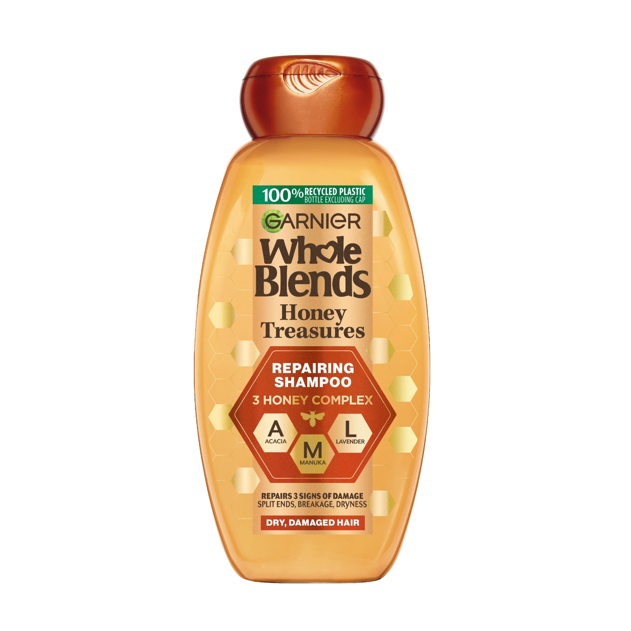 Garnier Whole Blends Honey Treasures Repairing Shampoo, For Damaged ...