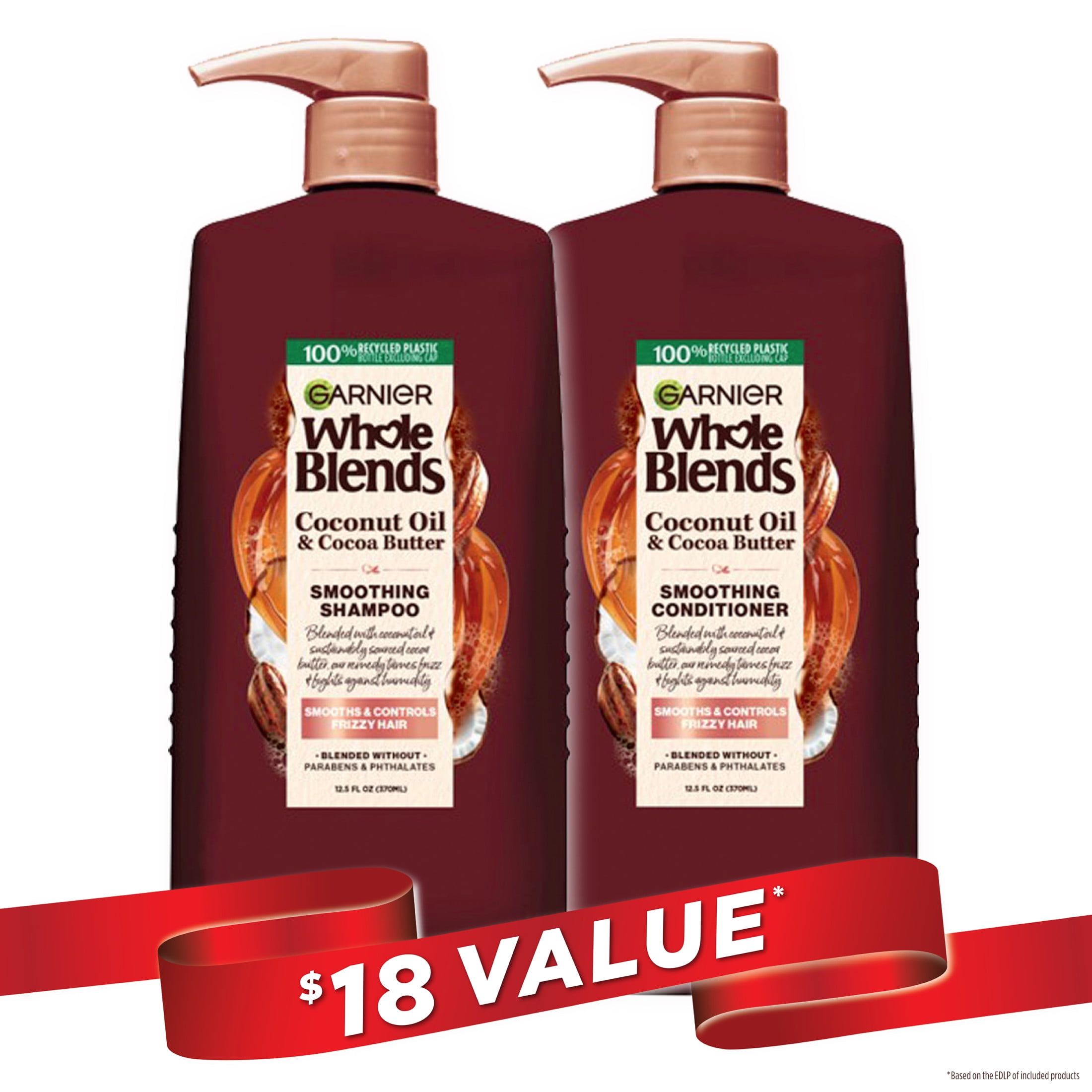 Garnier Whole Blends Smoothing Shampoo, Conditioner, Adults, Frizzy ...