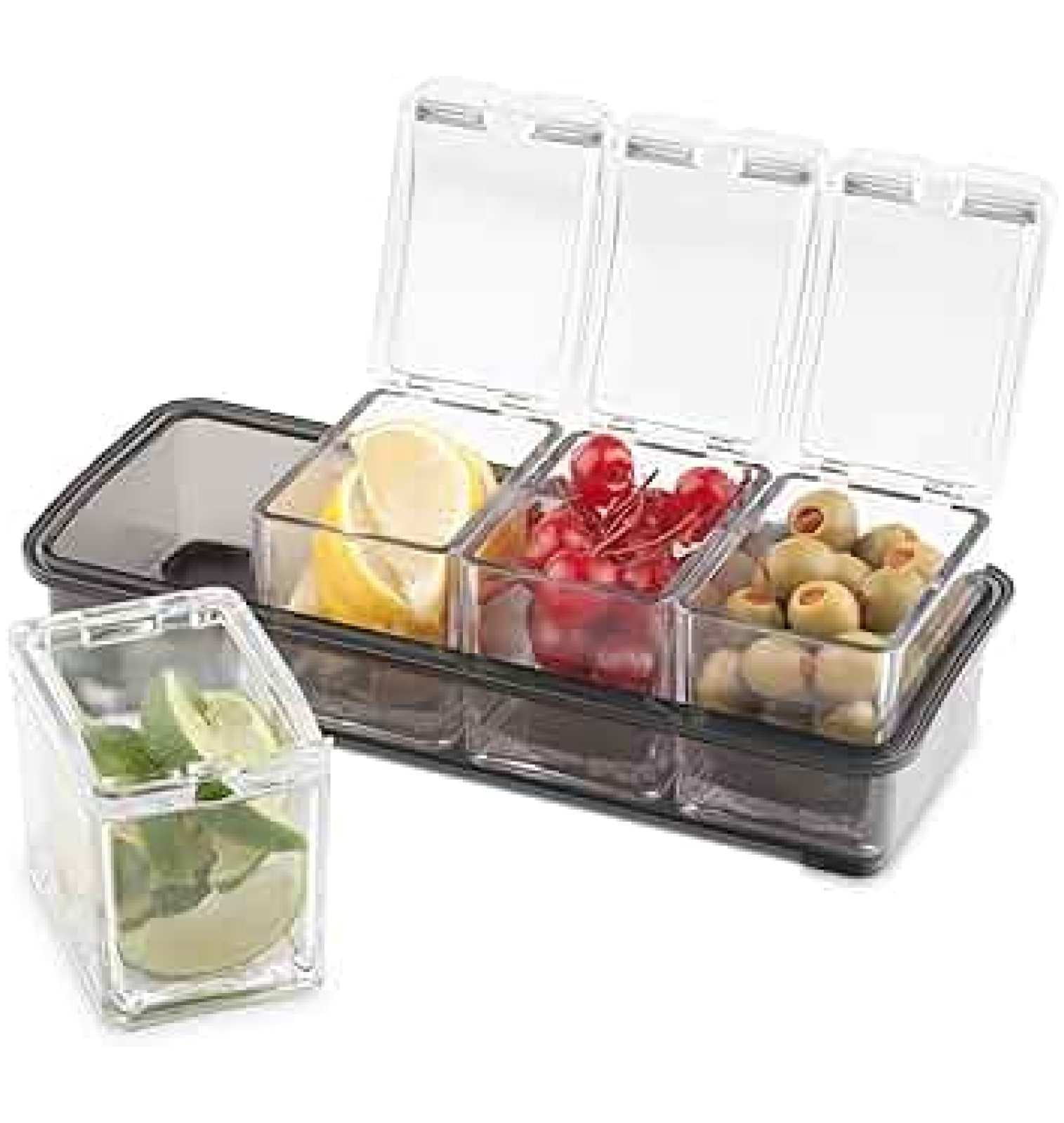 Garnish Bar Caddy 5 Piece - Acrylic Cocktail Garnish Organizer with ...