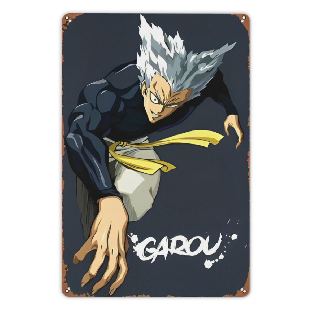 Garou OnePunch Man 12x8 Inch Rust-Free Tin Poster - Home Decor ...