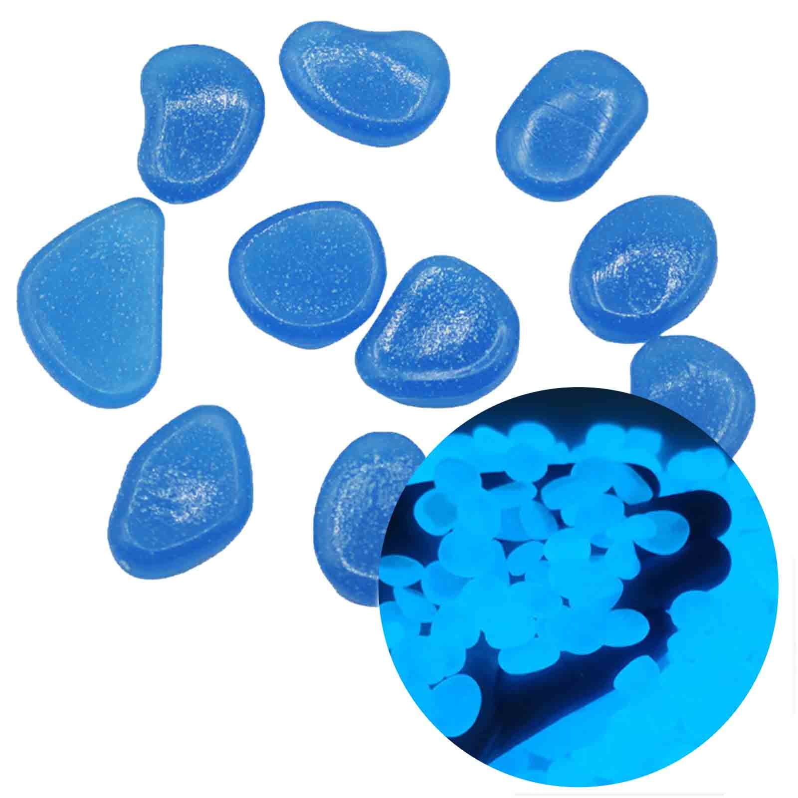Garoy 300PCS Sapphire Blue Glow in The Dark Rocks,Garden Decor,Pool ...