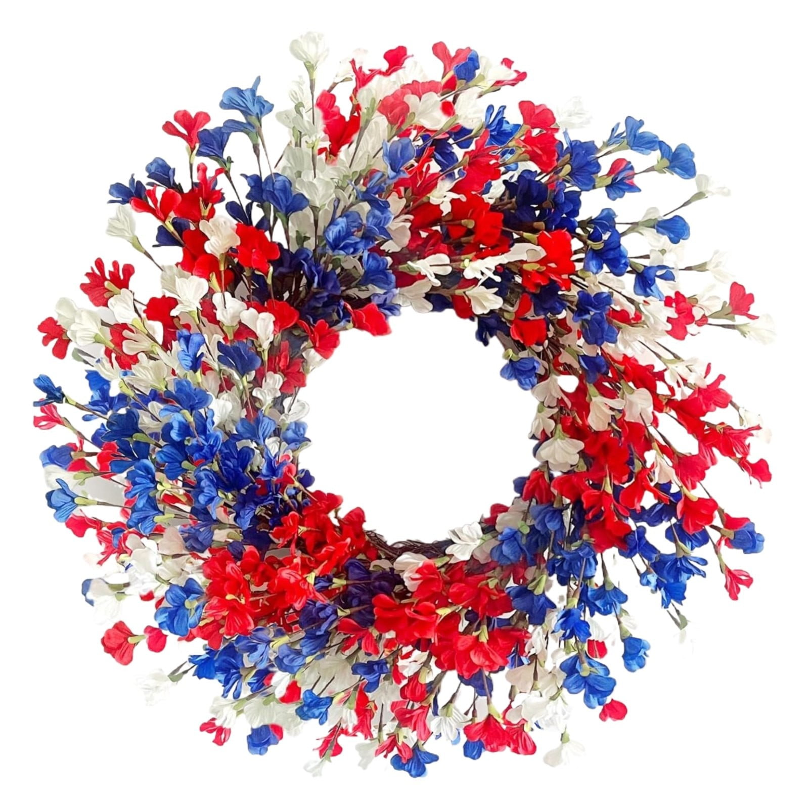 Garoy 4th of July Wreath 17.72 inch, Lighted Up Patriotic Wreath for ...