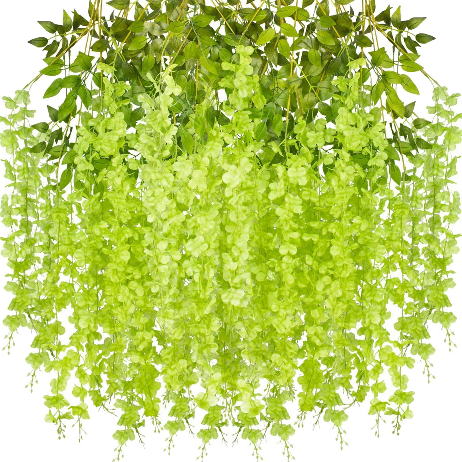 Garoy Fake Long Rattan Hanging Garland Plastic Green Flowers String ...