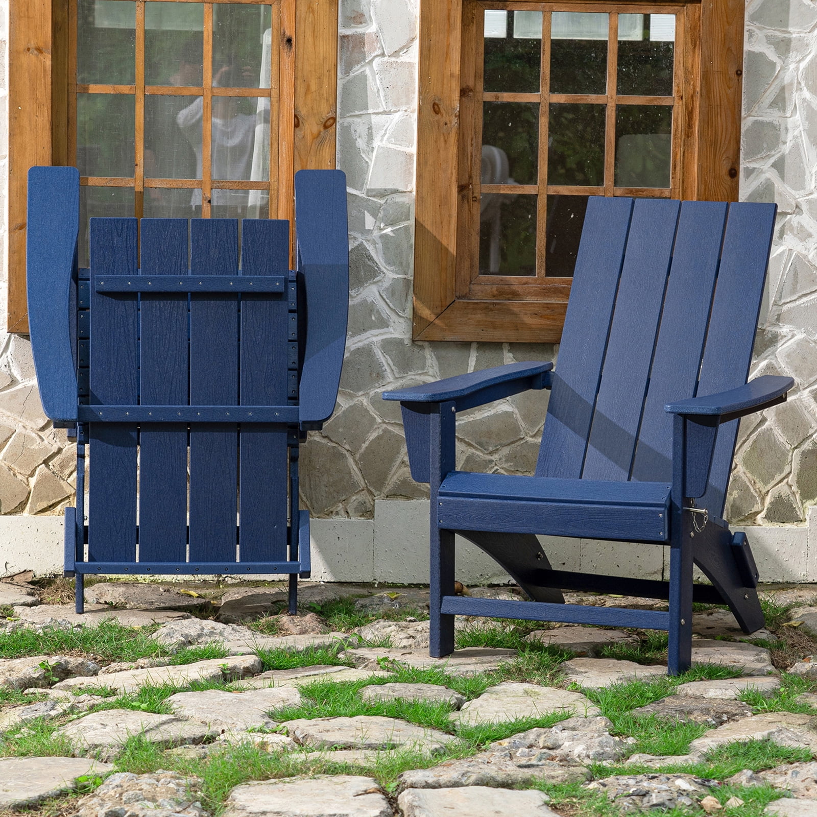 Garpans Folding Adirondack Chair Weather Resistant Outdoor Adirondack ...