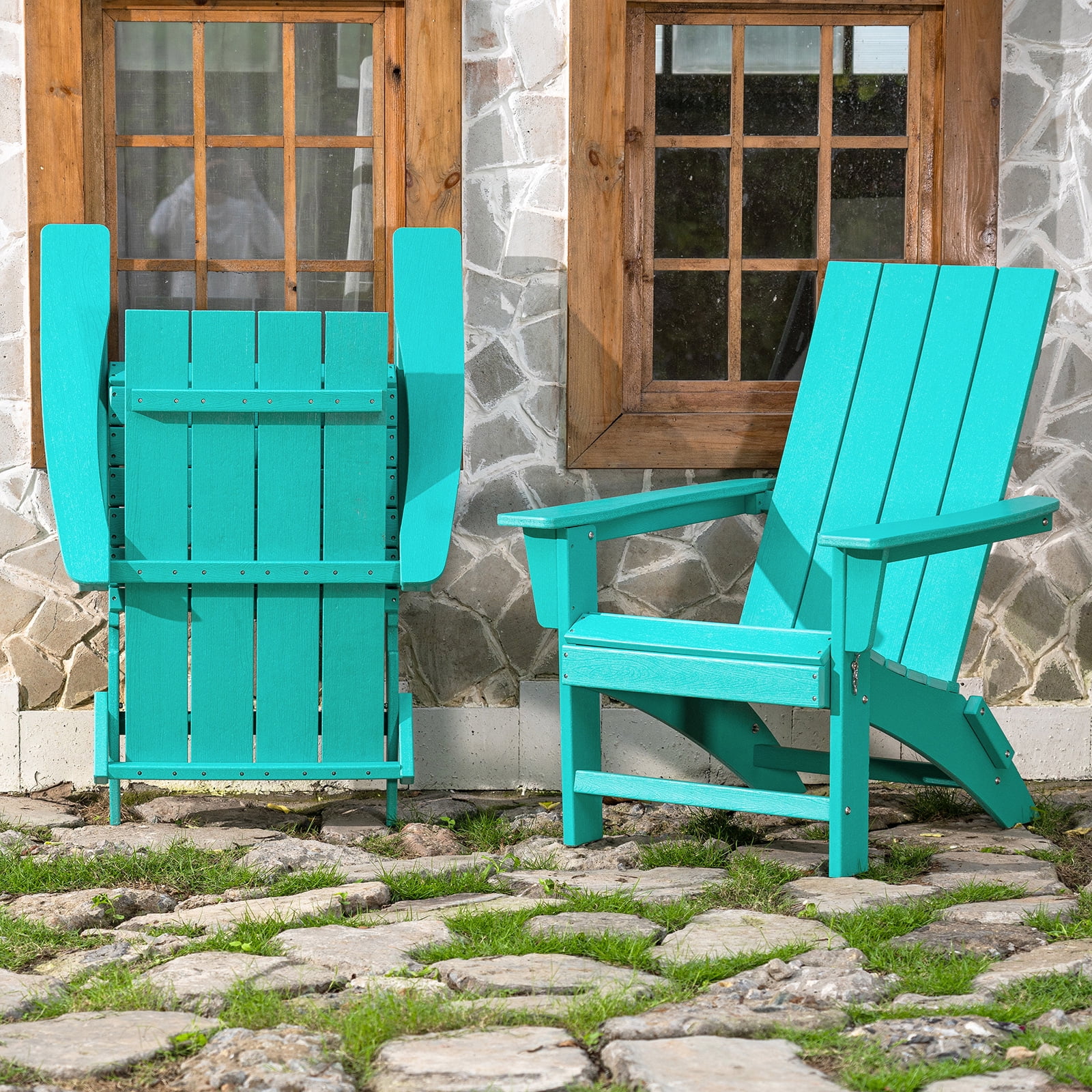 Garpans Weatherproof HDPE Folding Adirondack Chair for Patio, Pool ...