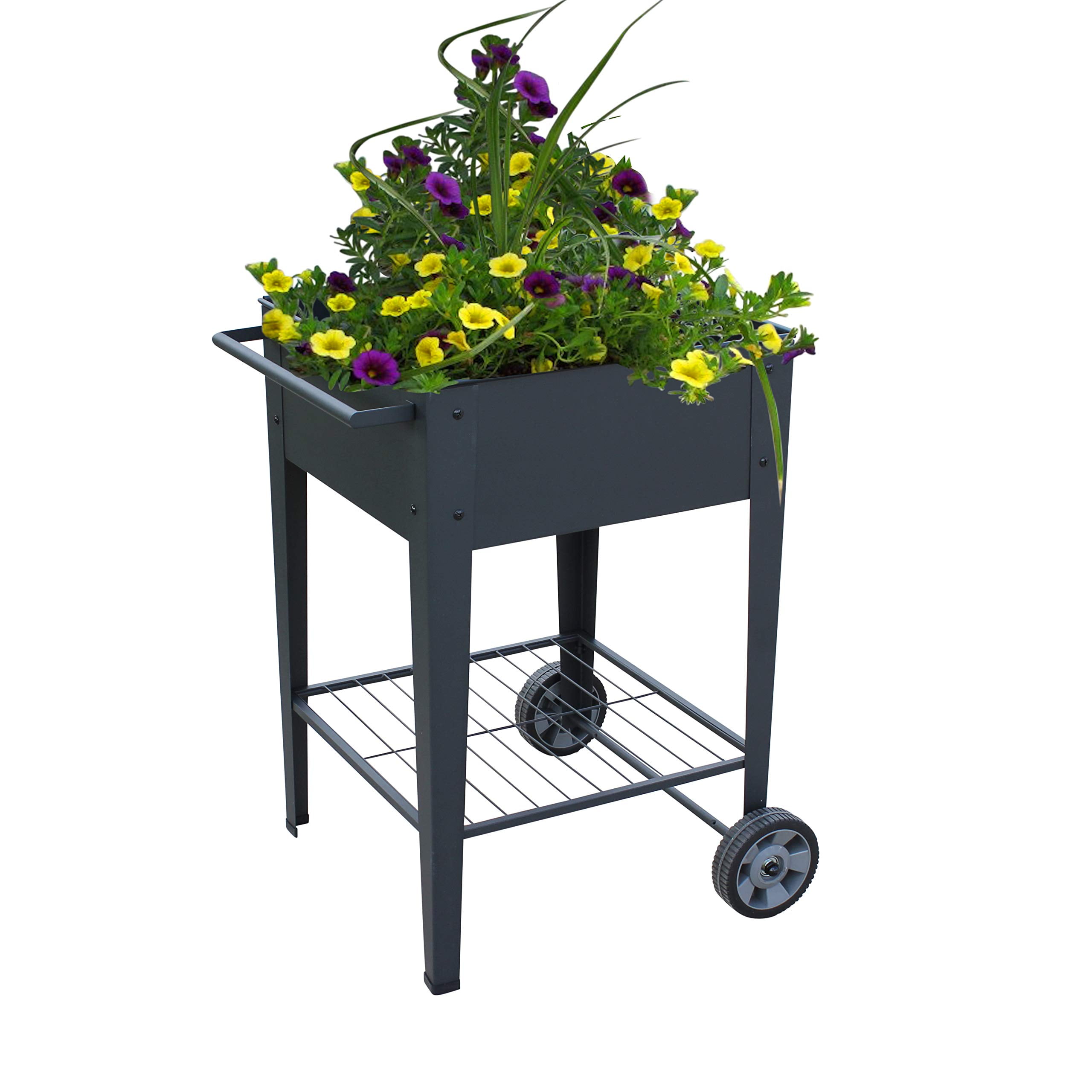 GarraÌ Raised Planter Box -Garden Cart with Wheels, Movable Square ...