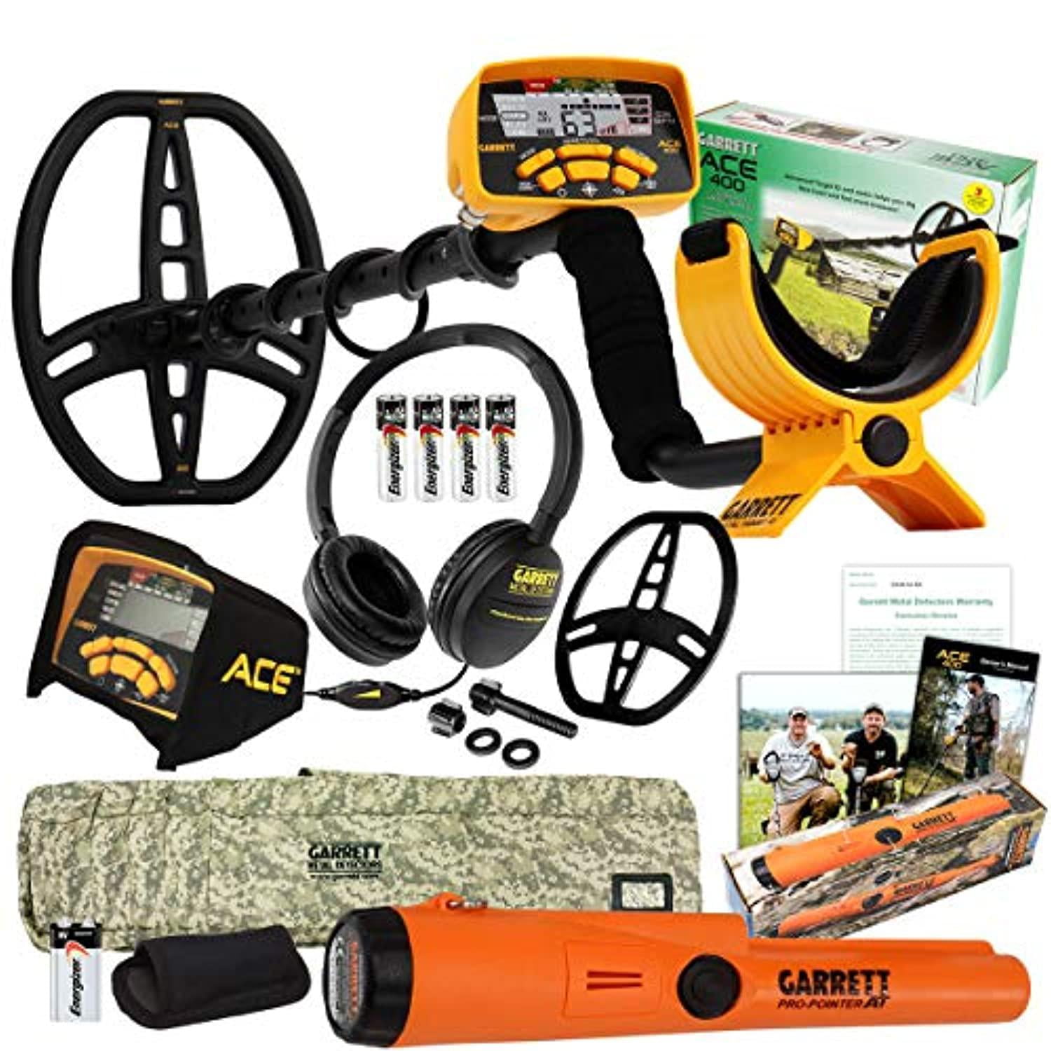 Garrett Ace 400 Metal Detector with Headphones, Pinpointer, Soft Case ...