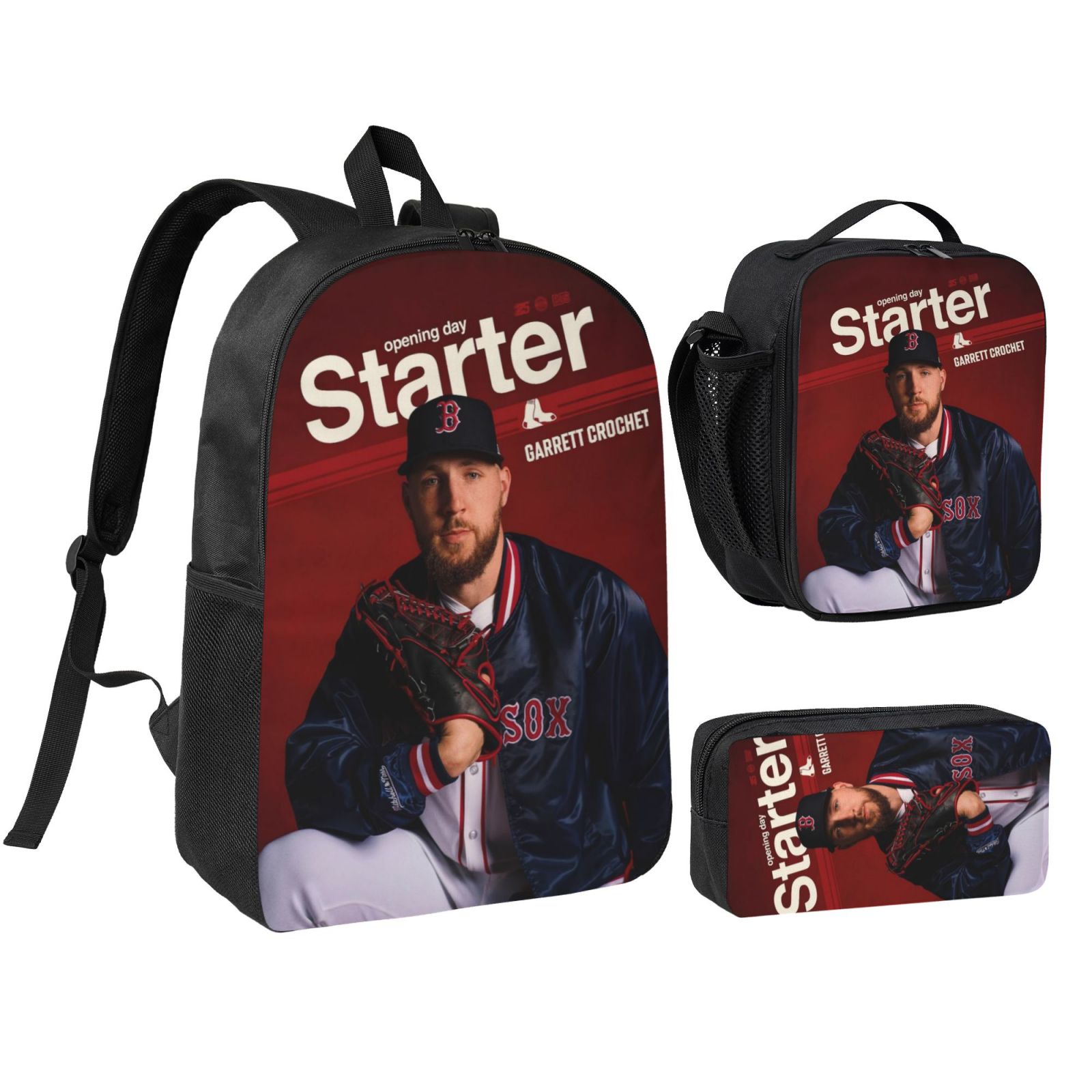 Garrett Crochet 3-Piece Set Backpack Lunch Bag And Pencil Case, Water ...
