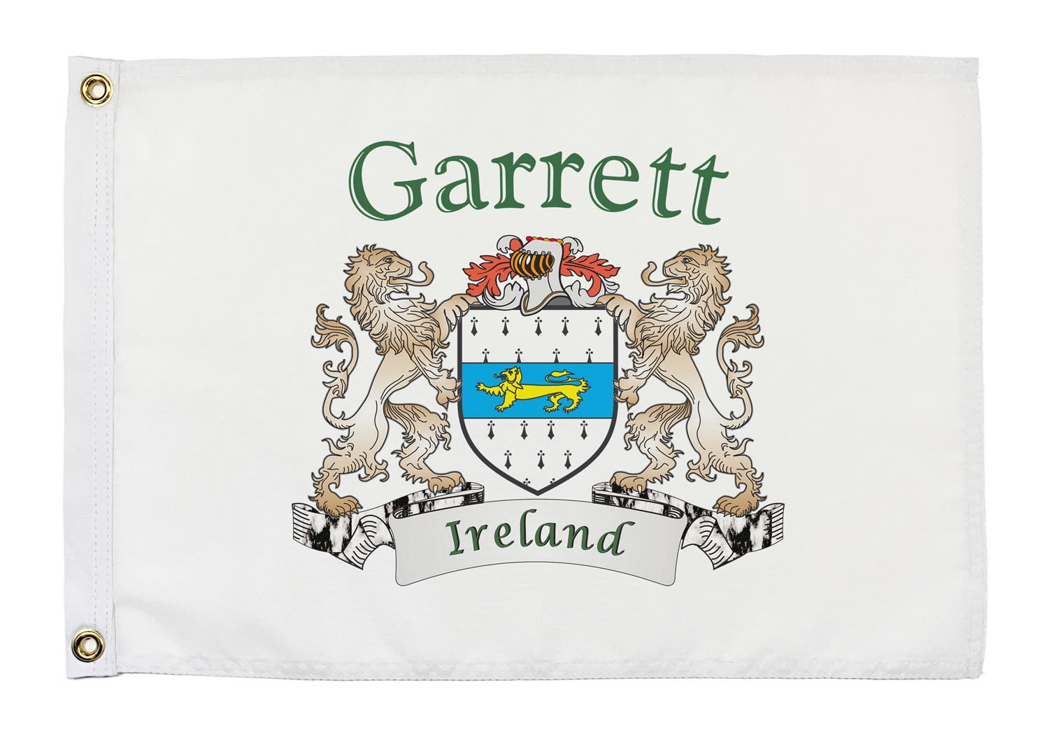 Garrett Irish Coat of Arms Small White Flag - 16"x10.5" inches ...
