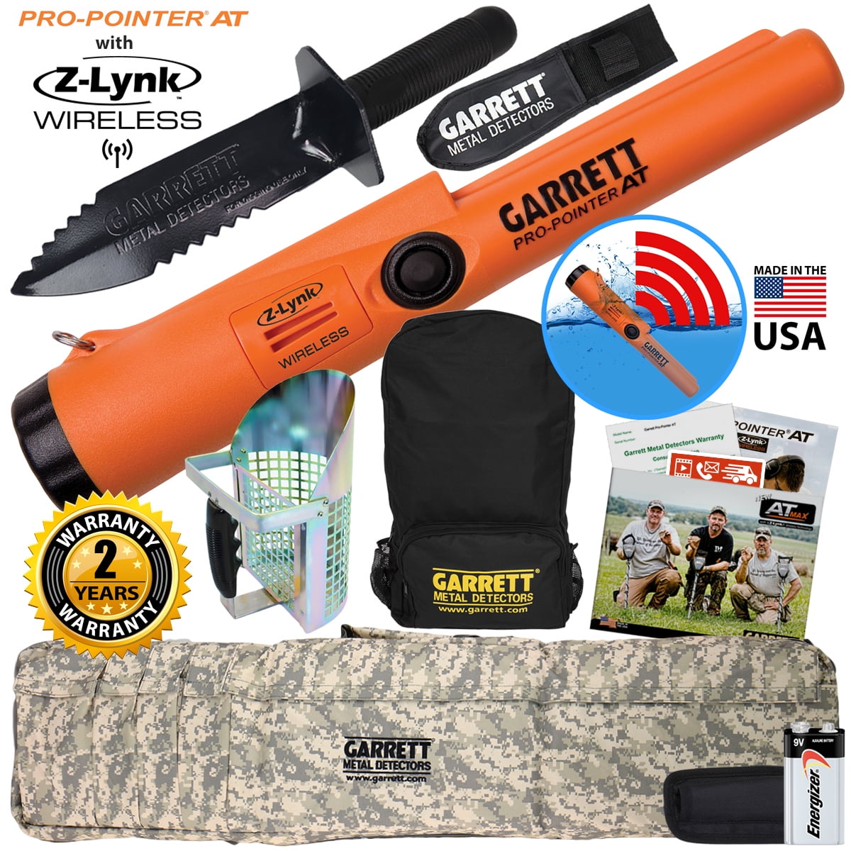 Garrett Pro Pointer AT Z-LYNK w/ Backpack, Camo Softcase, Sand Scoop & More - Walmart.com