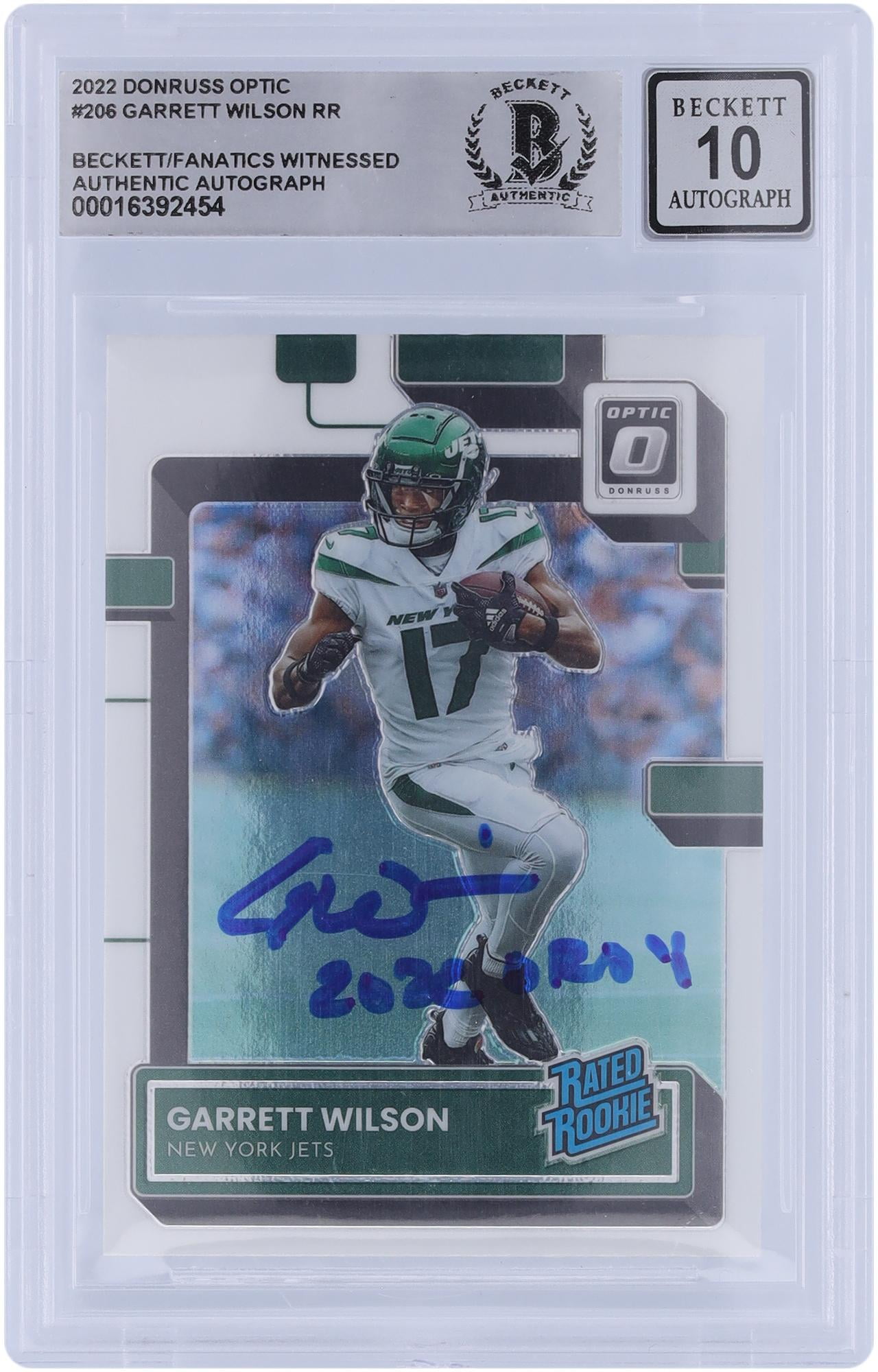 Garrett Wilson New York Jets Autographed 2022 Panini Donruss Optic ...