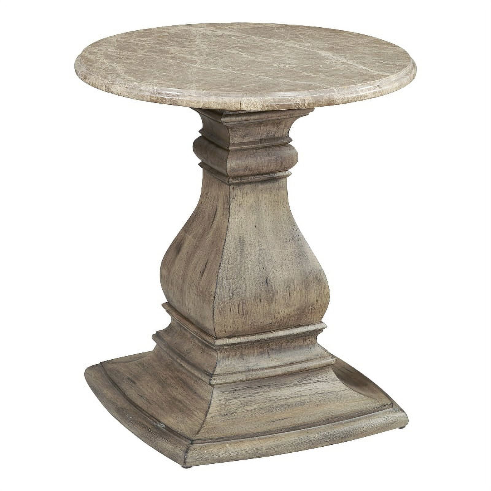 Garrison Cove Stone-Top Round Side Table in Honey Brown by Pulaski ...