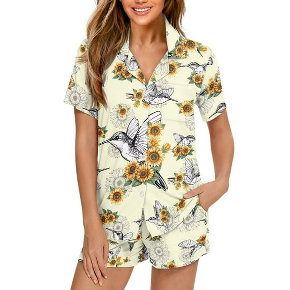 Garronmavis 2 Pack Pajamas Womens Short Sleeve Sleepwear Soft Comfy Pj ...