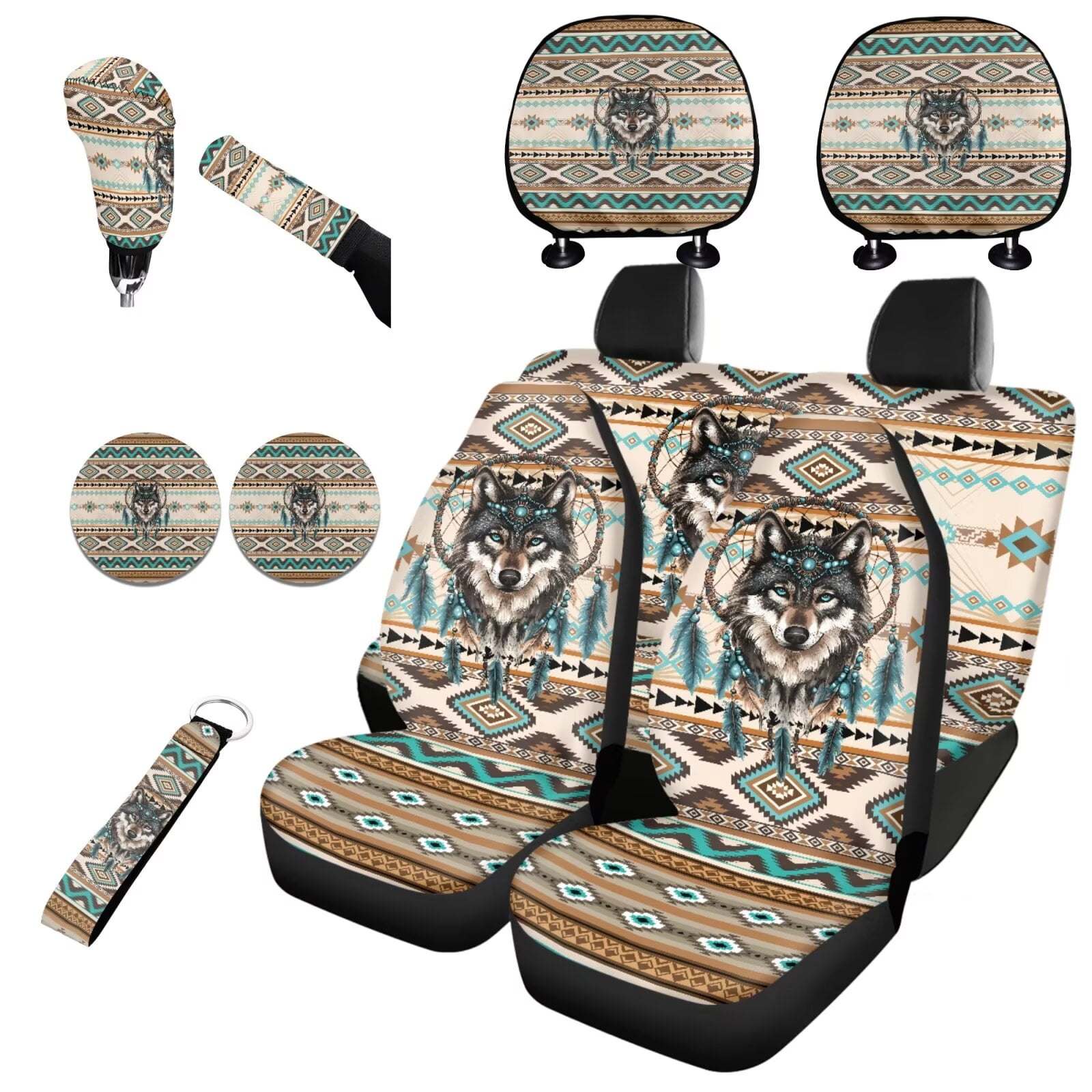 Garronmavis Aztec Wolf Car Seat Covers Set Easy Installation Car ...