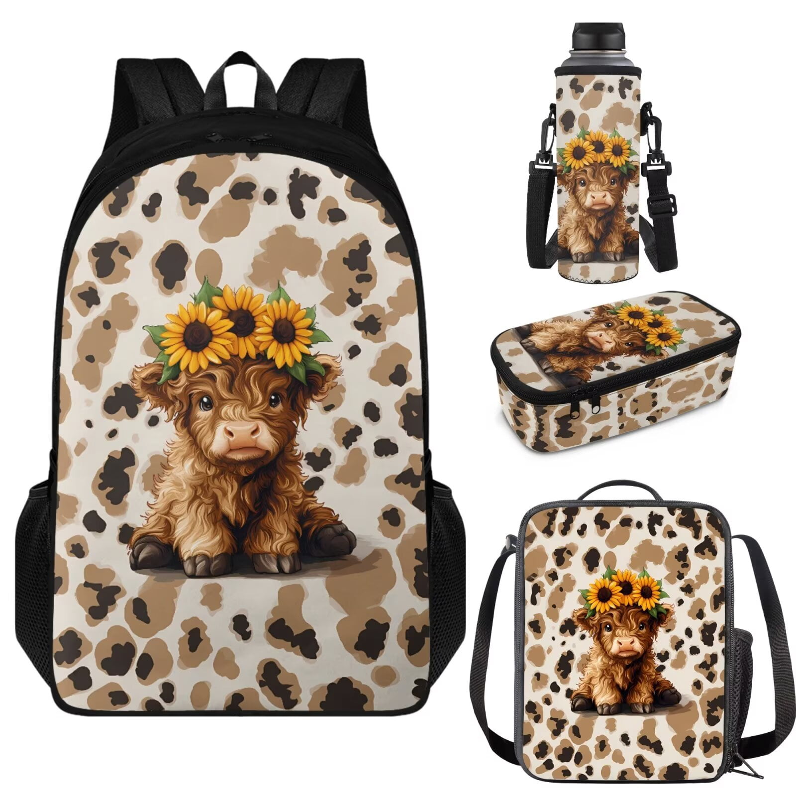 Garronmavis Baby Highland Cow Kids Backpacks Sets 6-8 8-10 Middle ...