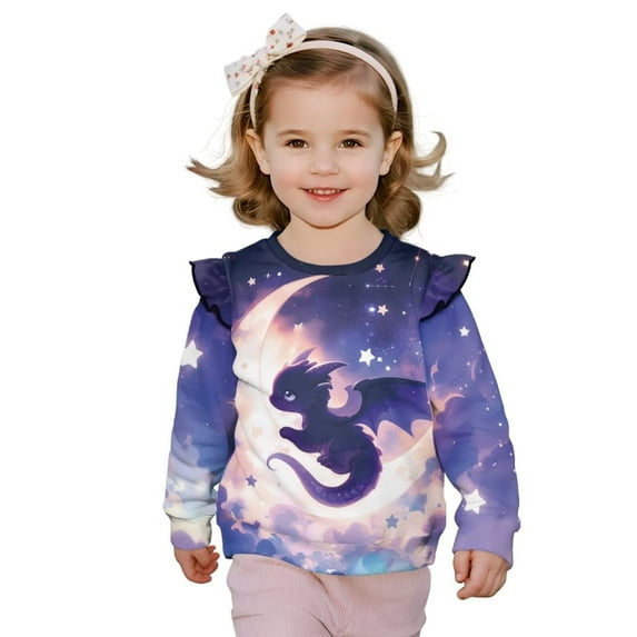 Garronmavis Black Cute Dragon Kids Pullover Clothes Polyester Spandex ...