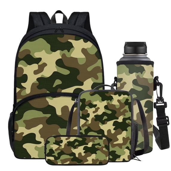 Garronmavis Camo Forest Print Backpack Set Boy School Bags for Kids ...