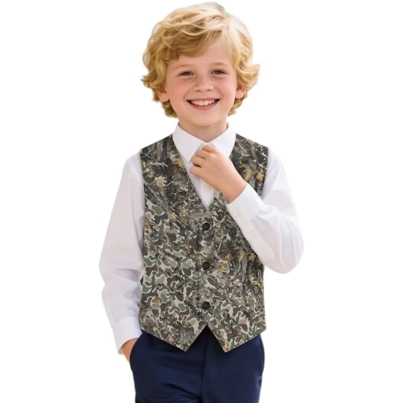 Garronmavis Camo Forests Boys Outerwear Vests Versatile Boy's 3 Button ...