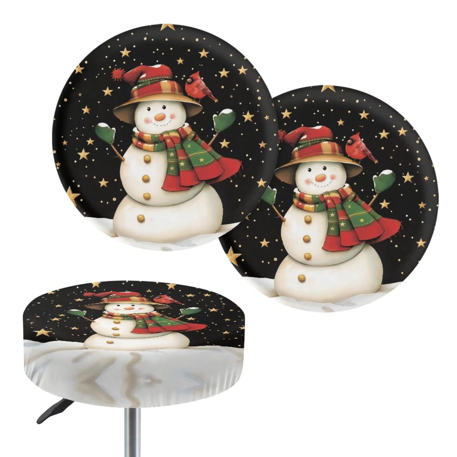 Garronmavis Christmas Bar Stool Covers Set of 2 Stretchy Round ...