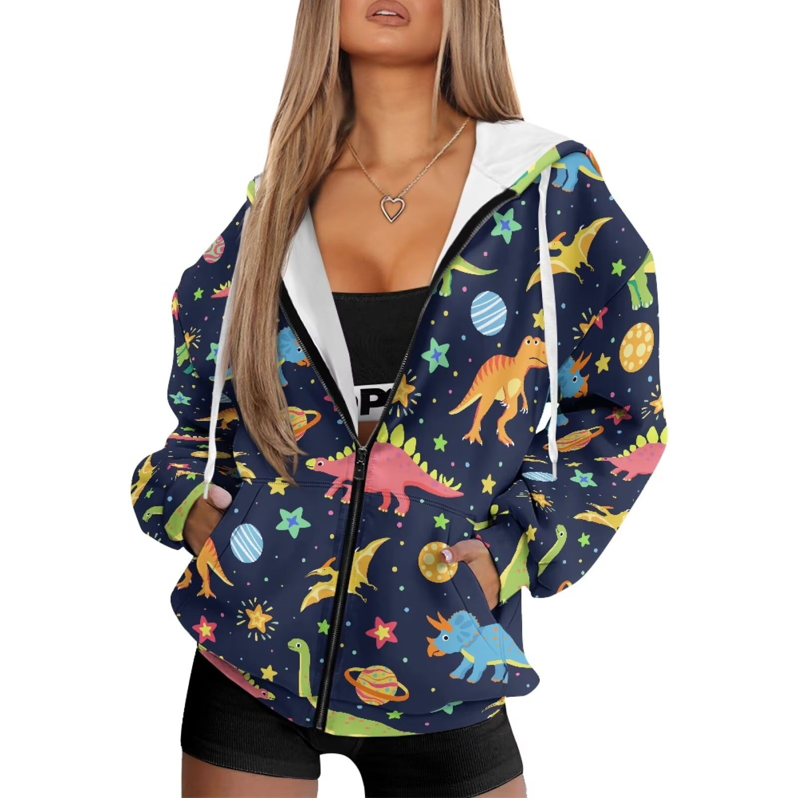Garronmavis Colorful Dinosaurs Women's Casual Long Sleeve Sweatshirt ...
