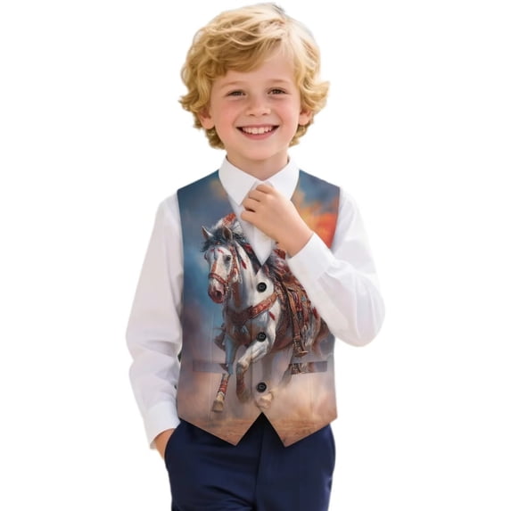 Garronmavis Cool Horse Boys Suit Vest Versatile Formal Dress Waistcoat ...