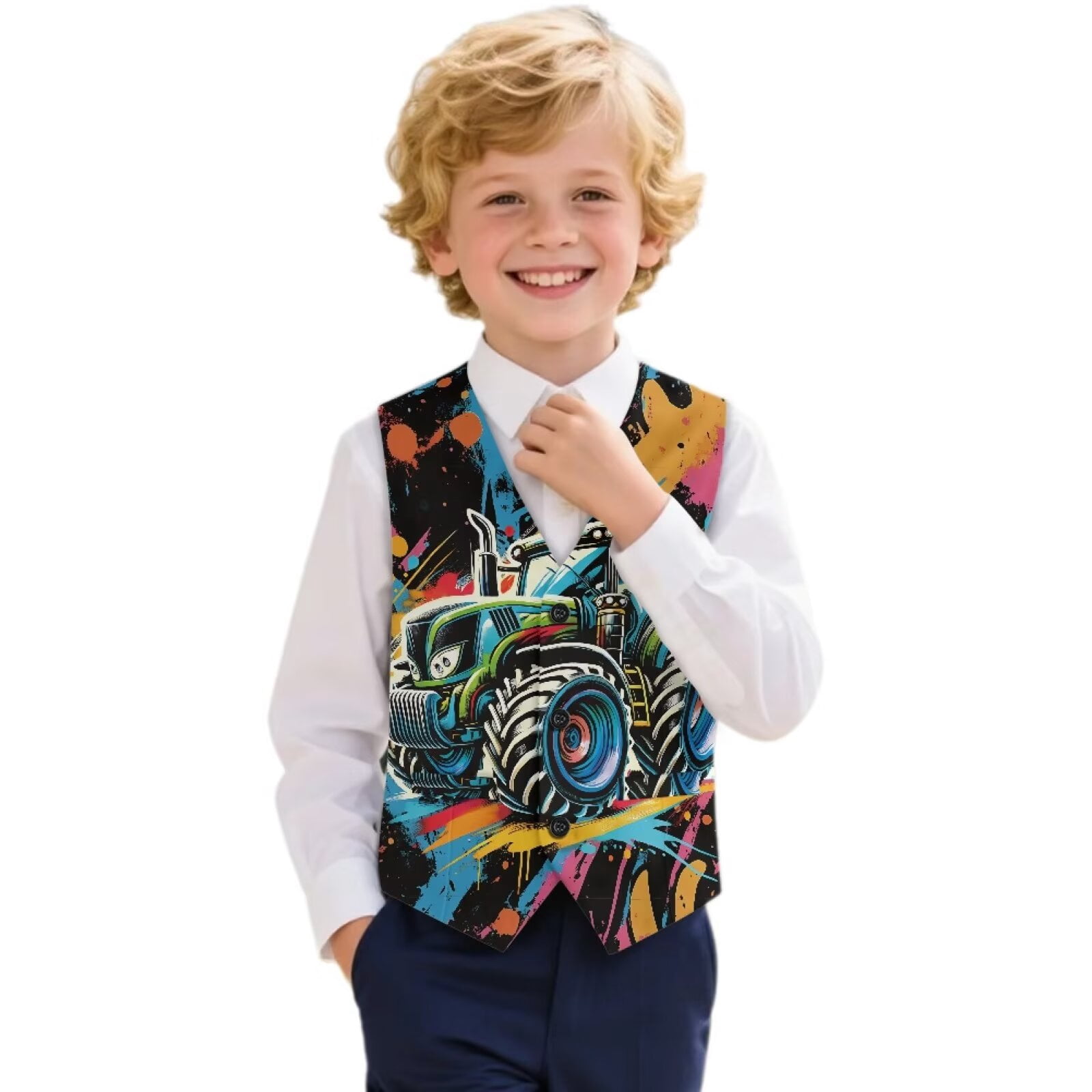 Garronmavis Cool Tractor Boys Outerwear Vests Warm Formal Dress ...