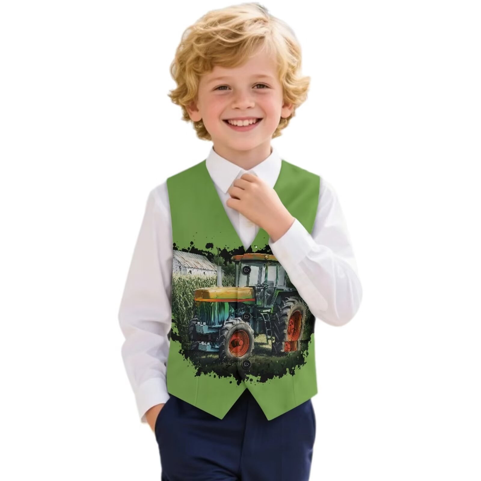 Garronmavis Cool Tractor Boys Sleeveless Vests Warm Boy's 3 Button ...