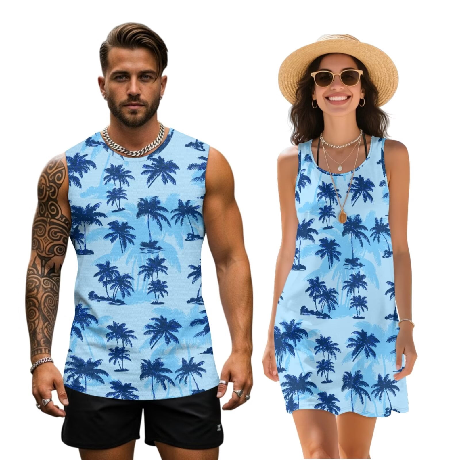 Garronmavis Couples Matching Outfits Men Crewneck Tank Top Summer Beach ...