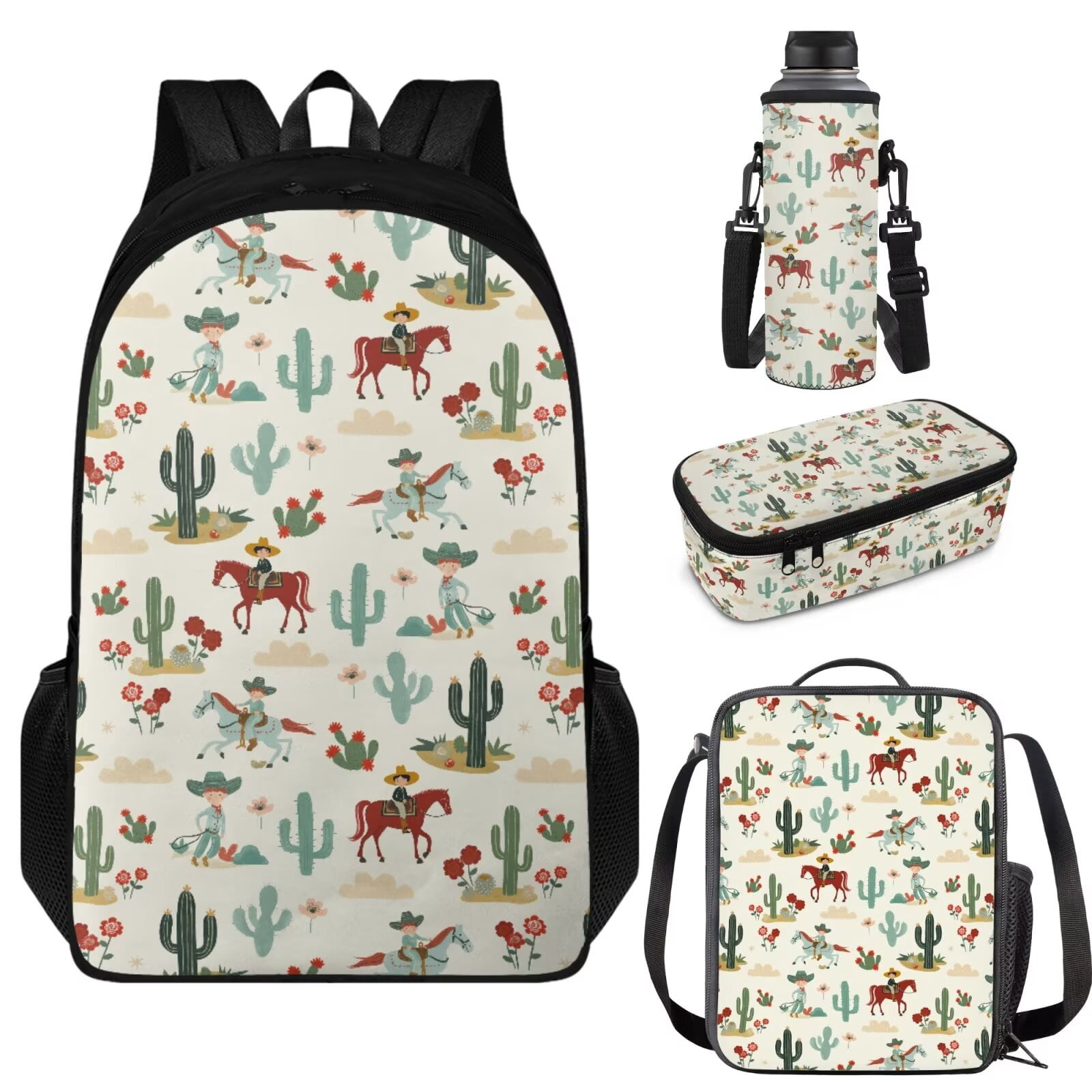 Garronmavis Cowboy Cactus Backpacks and Lunch Box for Kids Backpack ...