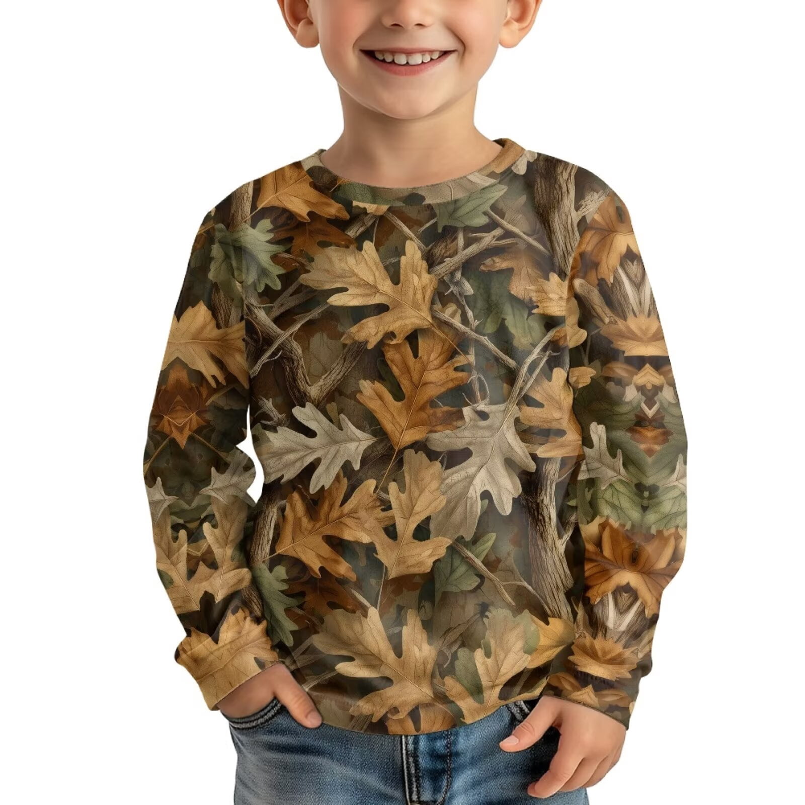 Garronmavis Cute Brown Camo Girls Long Sleeve T-Shirts 3-4 Soft Casual ...