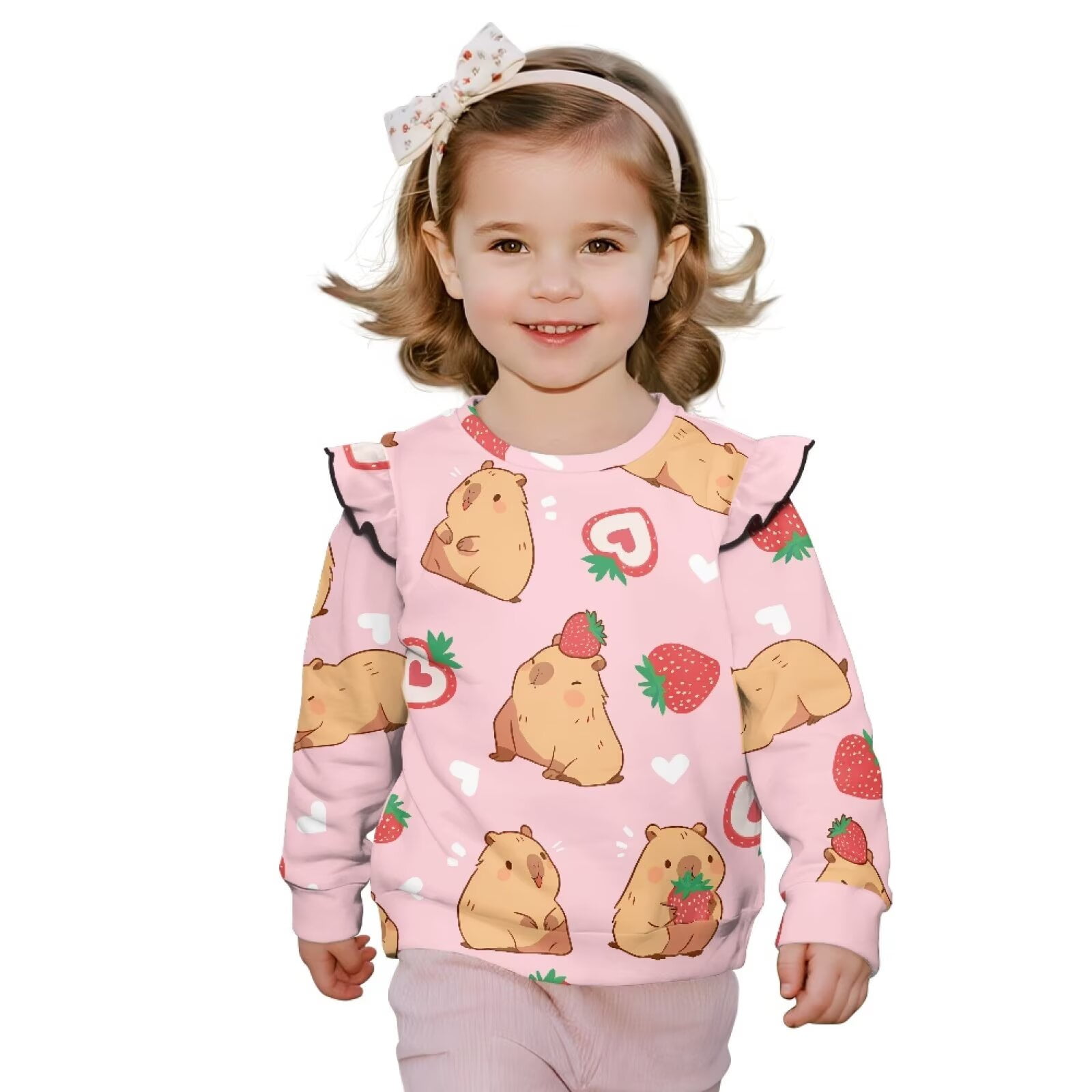 Garronmavis Cute Capybara Girls Sweatshirts Fashion Strawberry Pullover ...