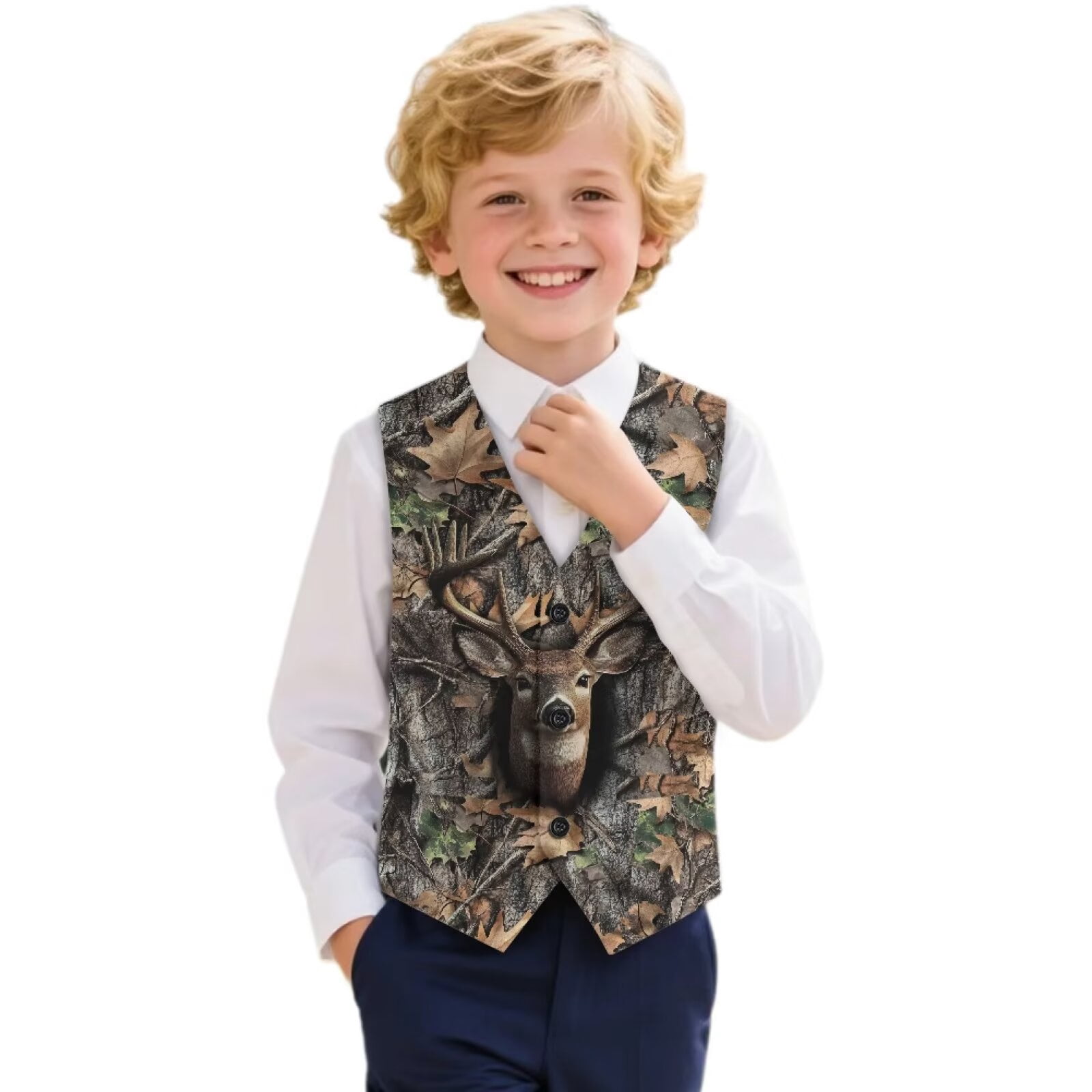 Garronmavis Cute Gray Camo Boys Suit Vest Lightweight Deer Sleeveless ...