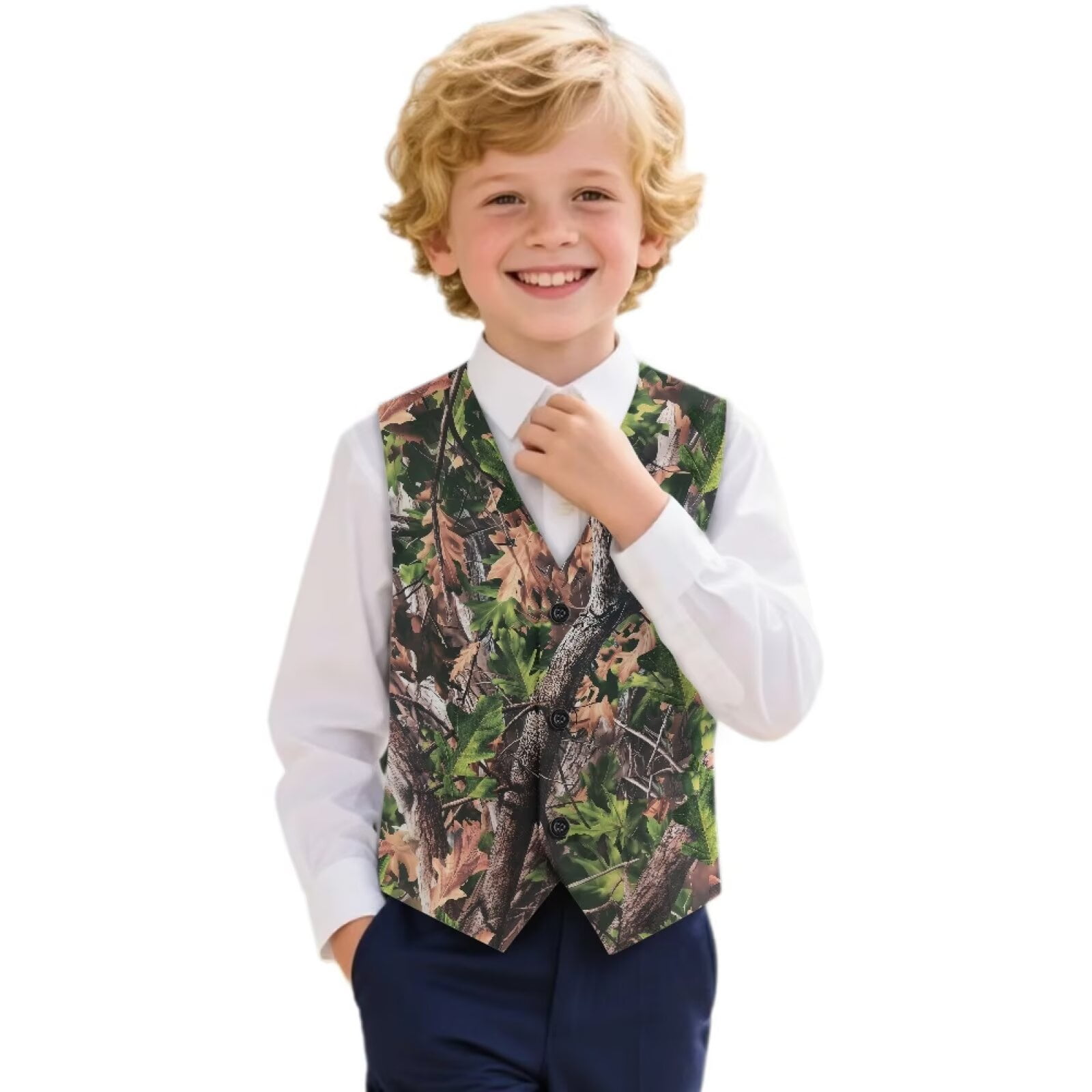 Garronmavis Cute Green Camo Boys Vest Size 13-14 Lightweight V Neck ...