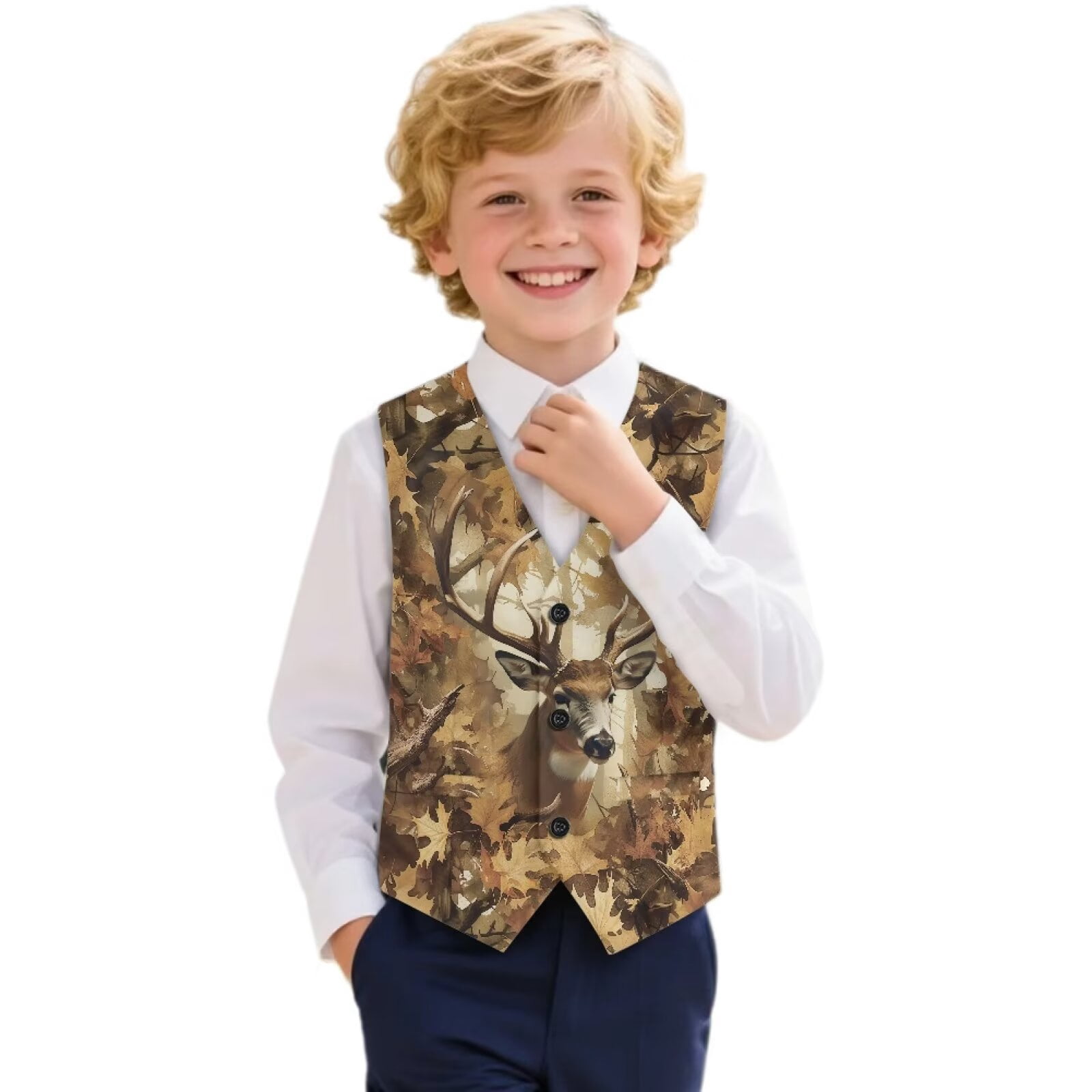 Garronmavis Cute Yellow Camo Boys Vest Size 9-10 Versatile Deer ...