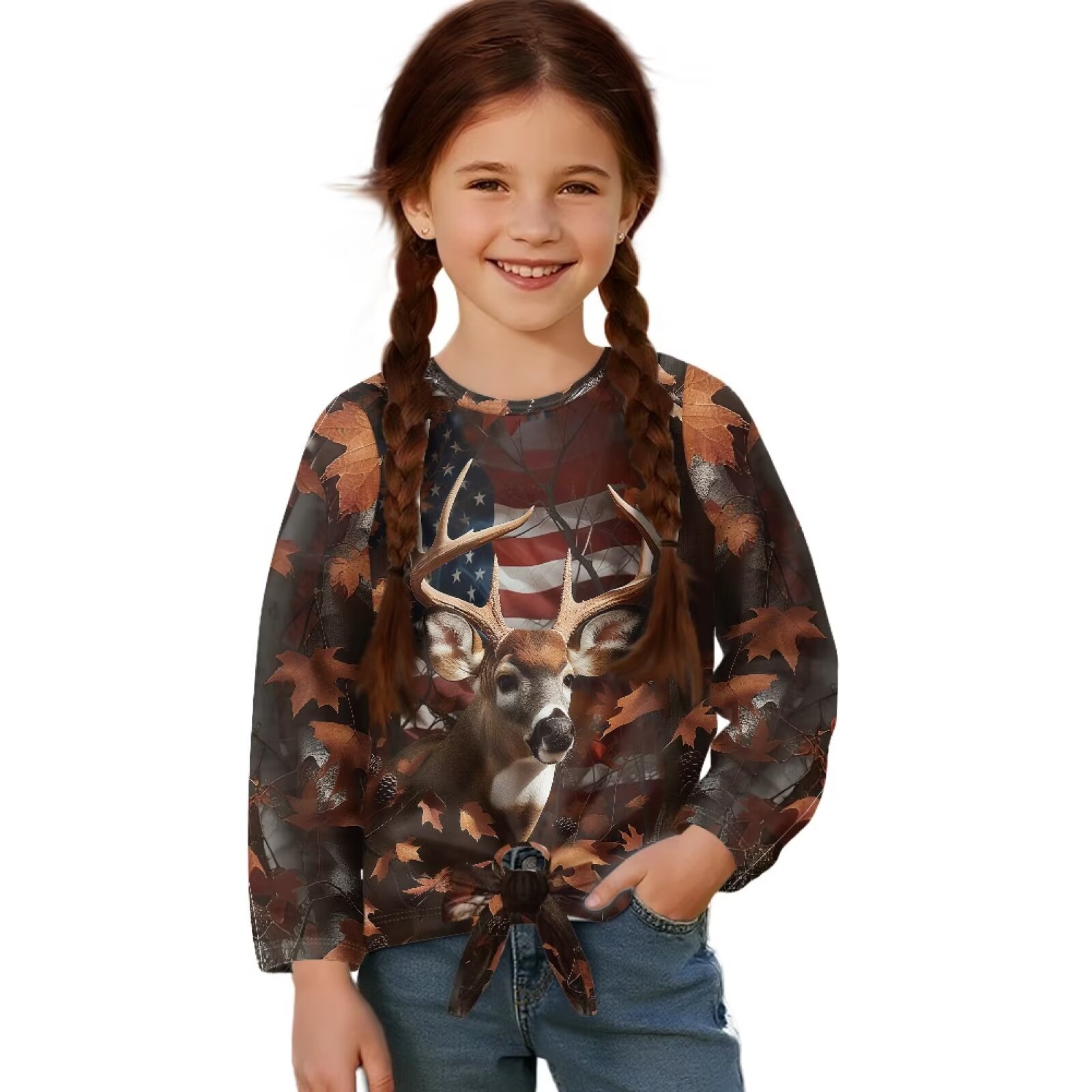 Garronmavis Deer Girls Long Sleeve T-Shirts Size 9-10 Soft Camo Hunting ...