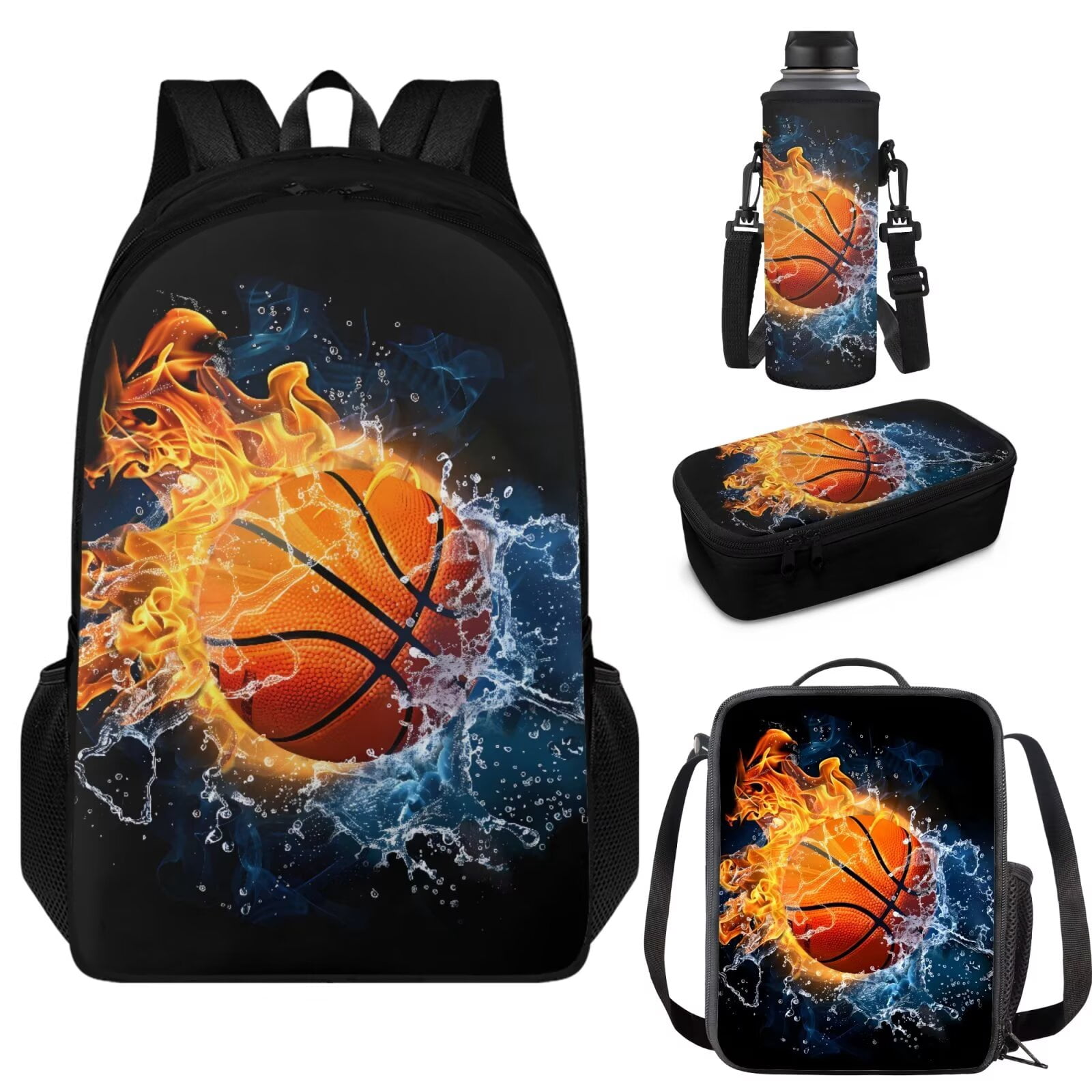 Garronmavis Flame Basketball Girls Backpack for School 6-8T Kids School ...
