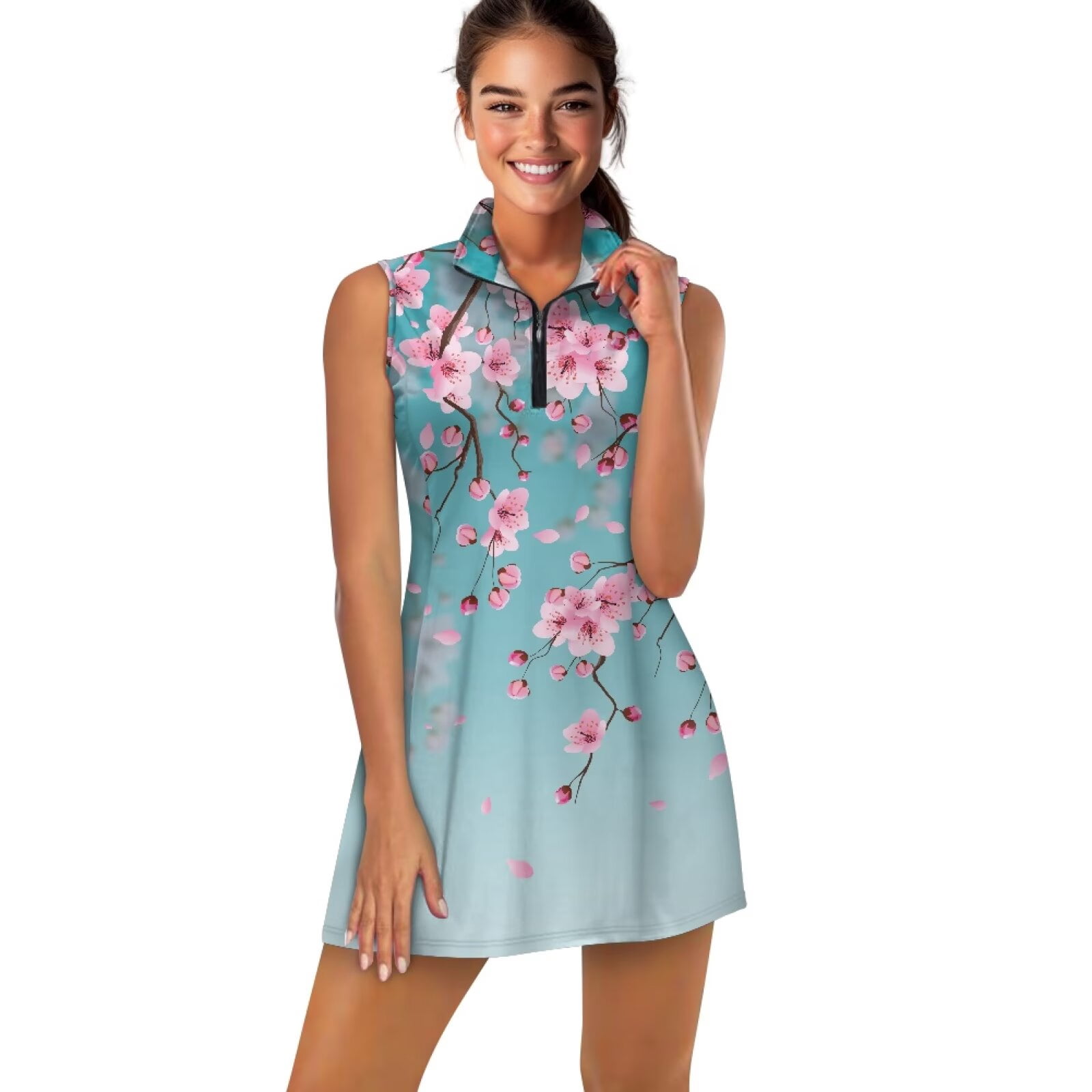 Garronmavis Floral Cherry Blossom Golf Tennis Dress for Women Size S ...