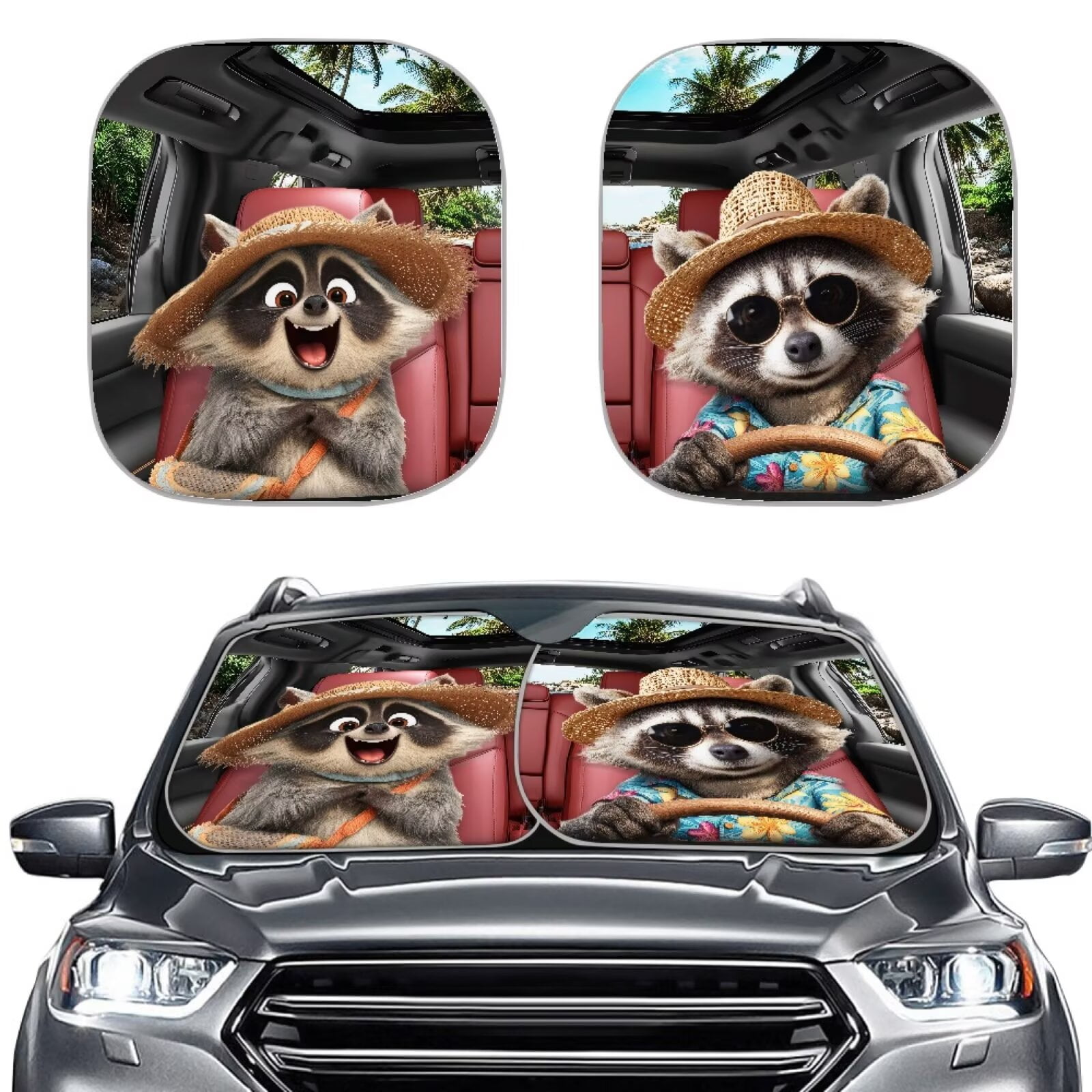 Garronmavis Funny Raccoon Prints Sun Shade for Car Windshield Car Front ...